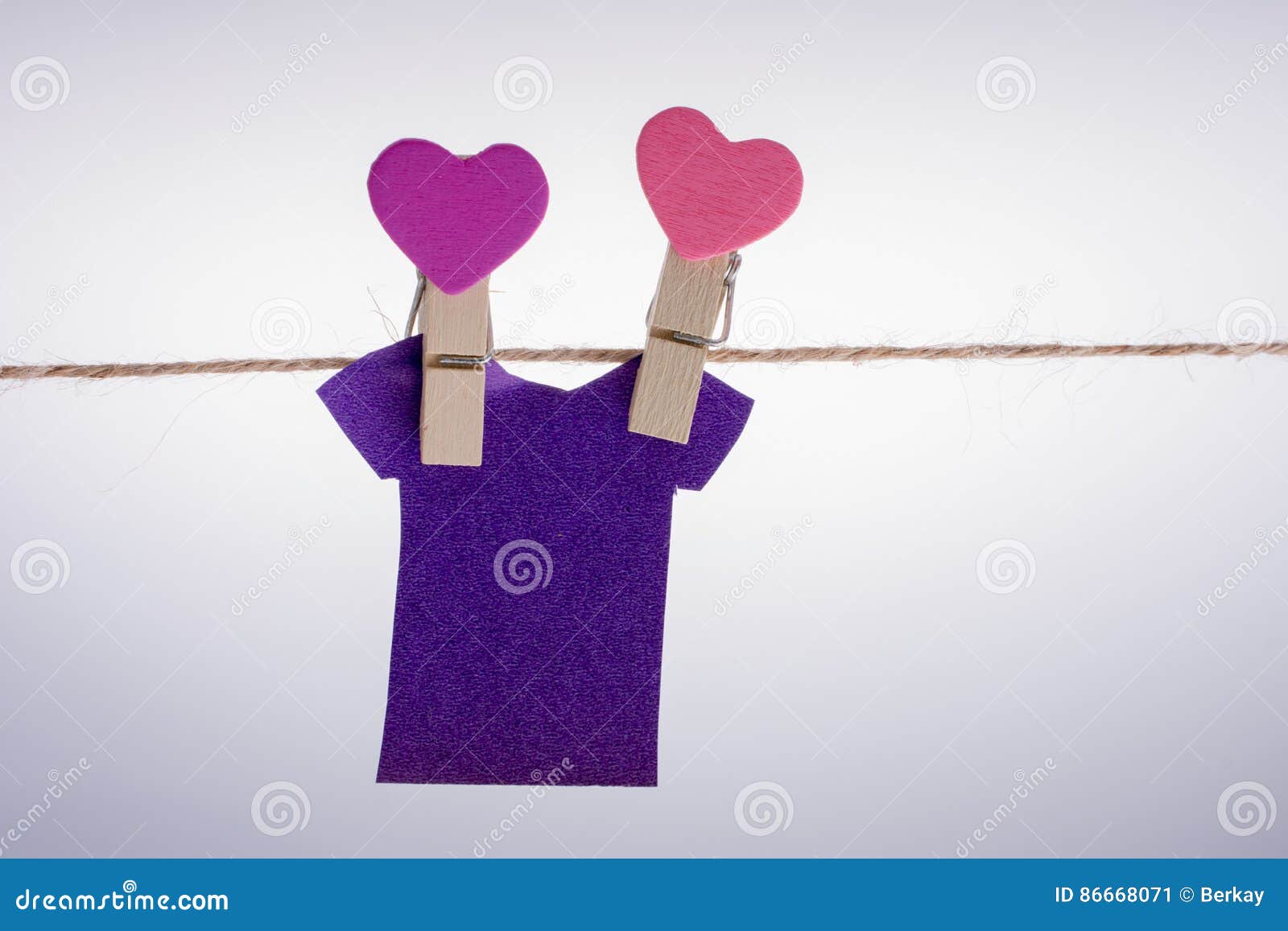 Paper Clothes Hang on a Rope with Clothespins Stock Image - Image of ...