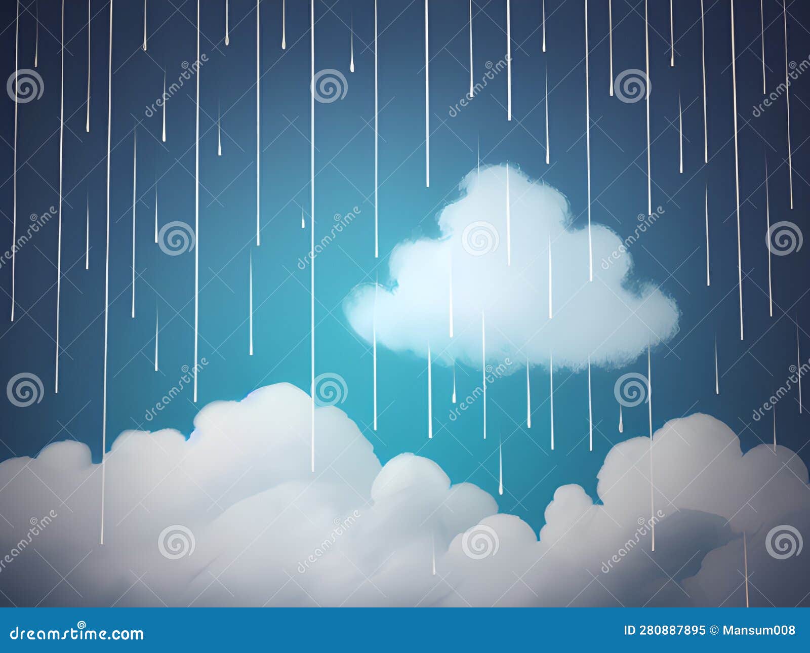 Paper Cloud with Rain Sky Background, AI Generated Stock Illustration ...