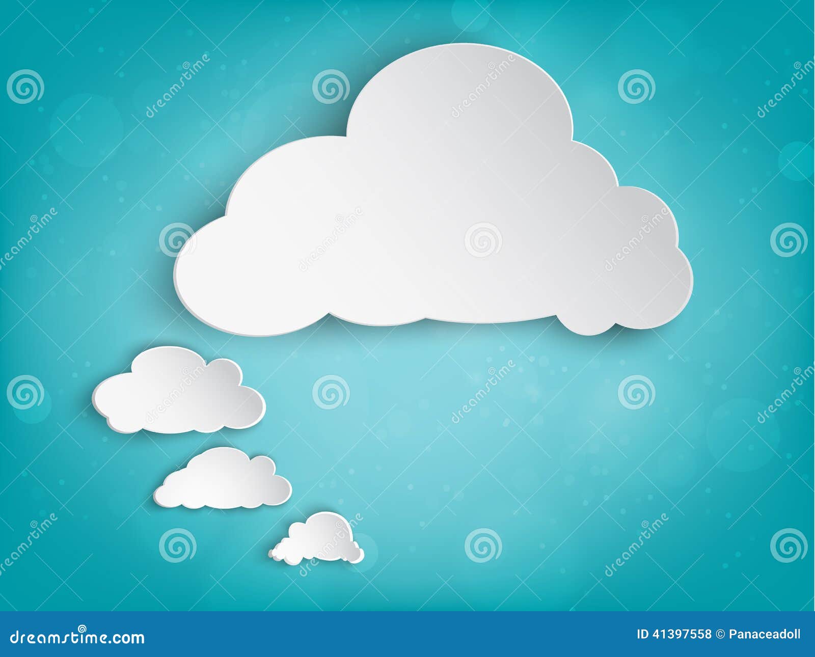 Paper Cloud. Different Clouds On Blue Sky In Origami Design, Cut Paper ...