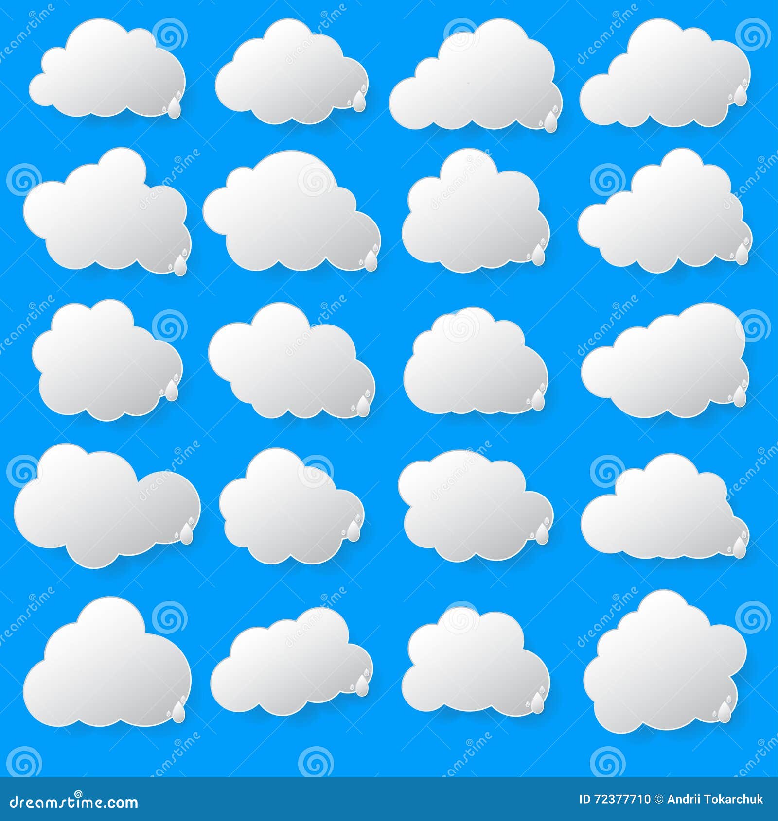 Paper Clouds on a Blue Background. Eps 10. Stock Vector - Illustration ...