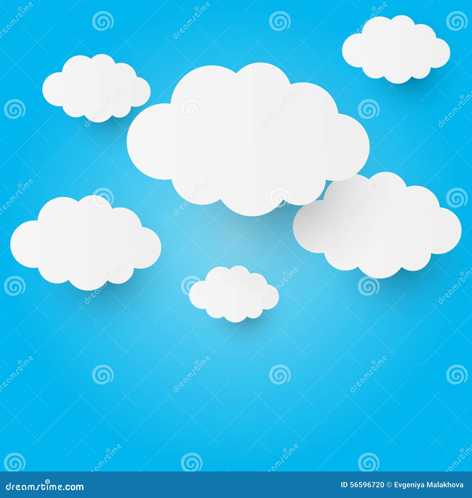Paper Clouds on Blue Background Stock Vector - Illustration of backdrop ...