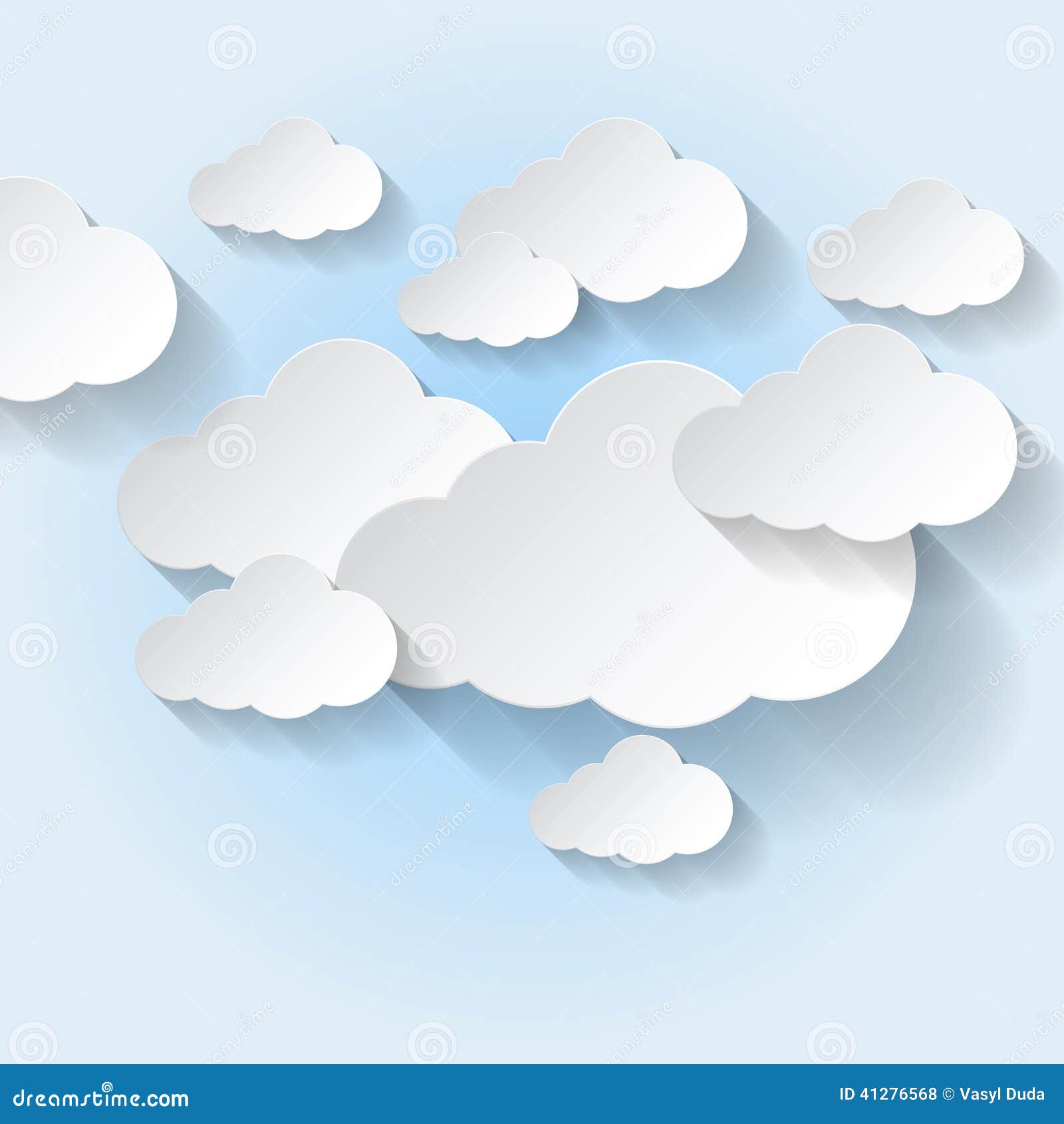 Paper Clouds on Light Blue Sky Stock Illustration - Illustration of ...