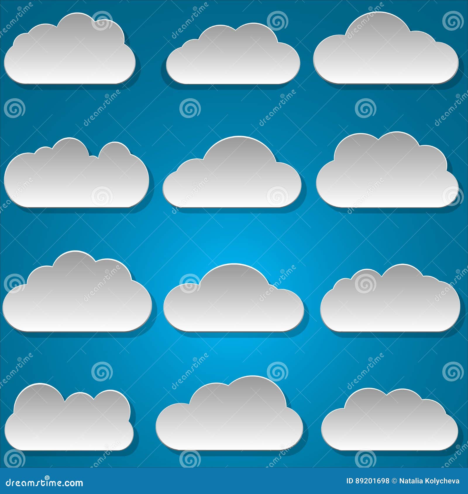 Paper clouds stock vector. Illustration of bubble, blue - 89201698