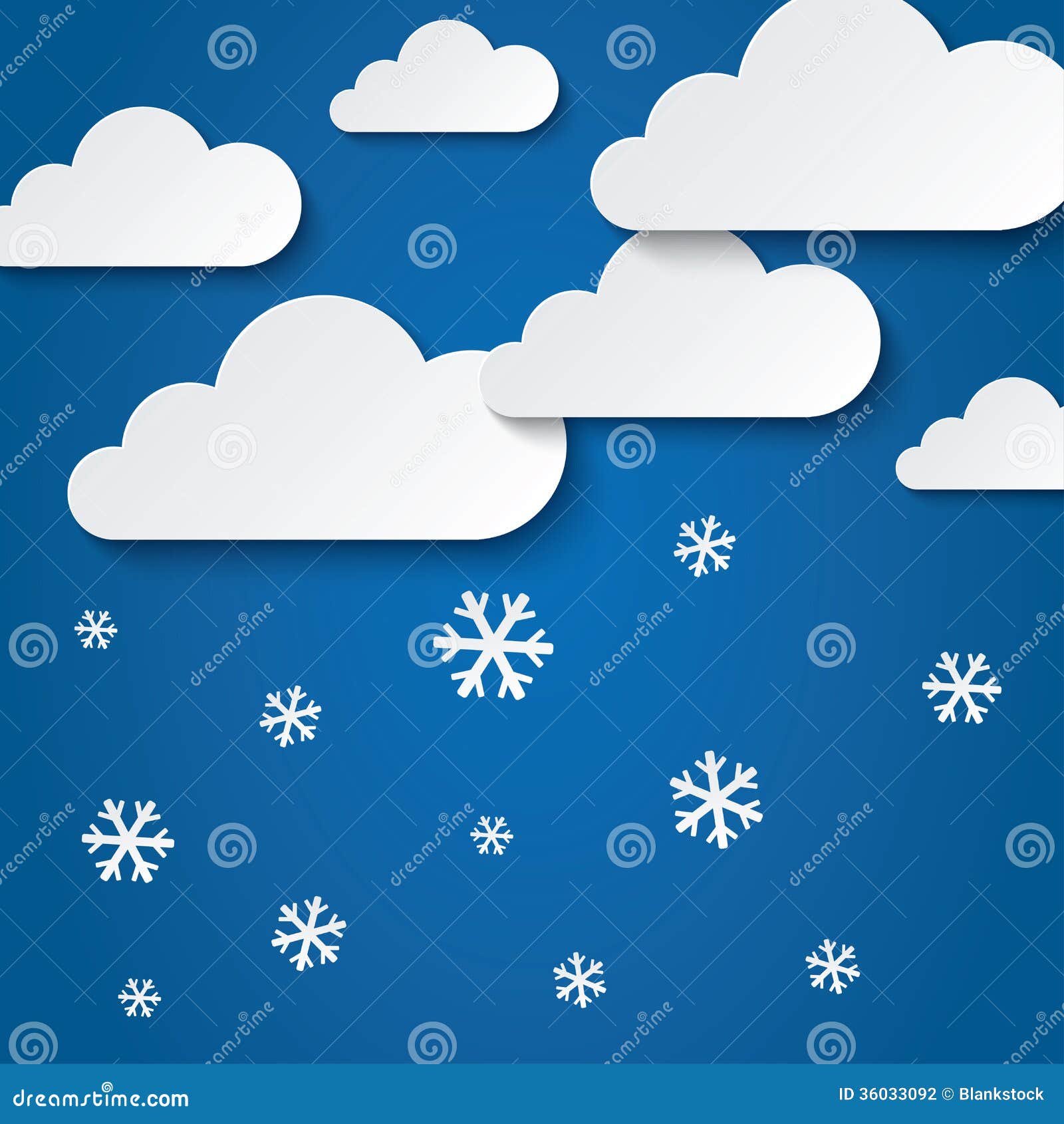 Paper Clouds with Snowflakes. Abstract Background Stock Vector ...