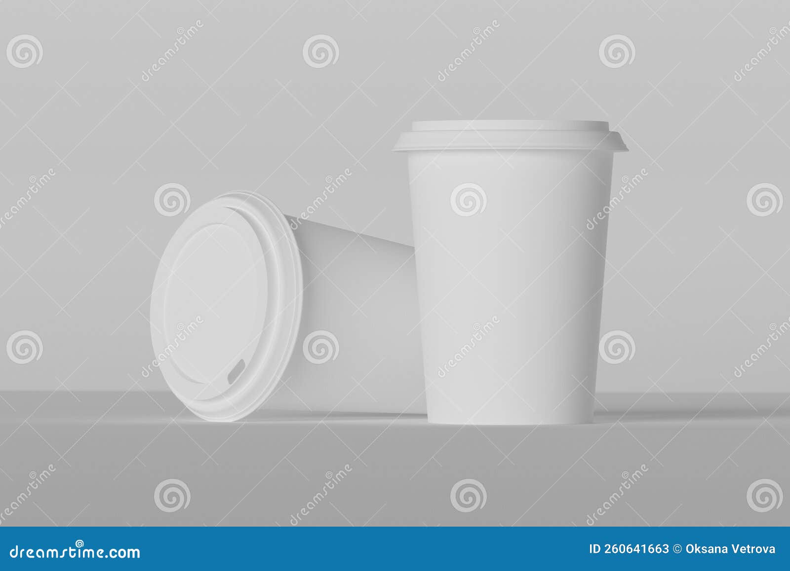 Paper Coffee Cup Mockup with Lid 3D Render with Space for Design Stock ...