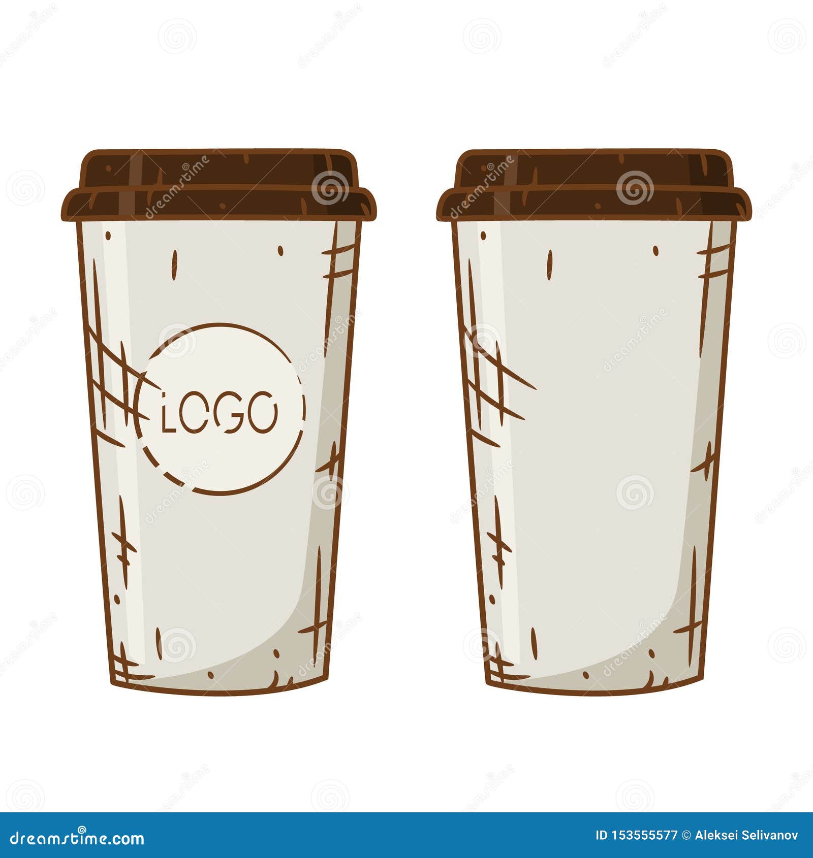 Paper Coffee Cup on a White Background. Cartoon Coffee Cup. Stock ...