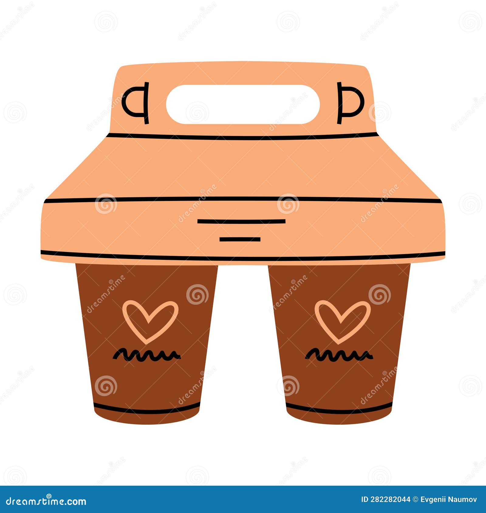 Paper Coffee Cups with Handle for Takeaway Vector Illustration Stock ...