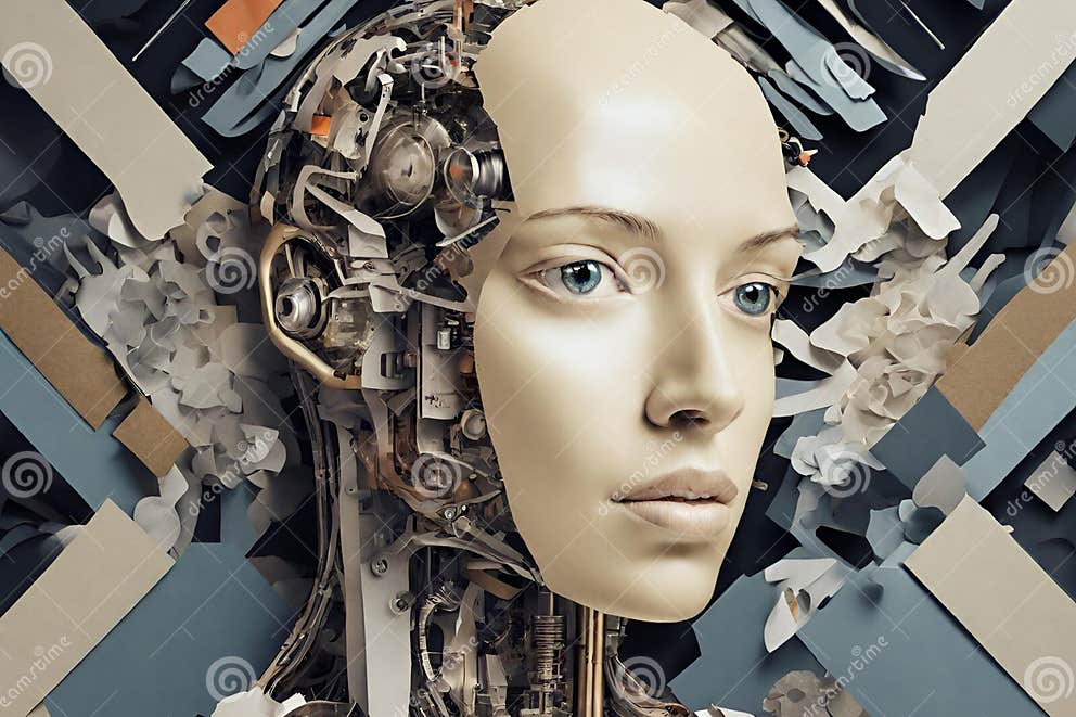 Paper Collage Artistic Image of Artificial Intelligence Stock ...