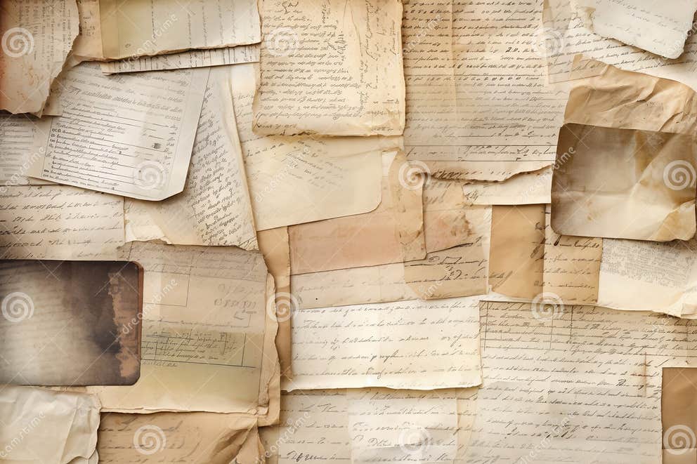 Paper Collage Documents. Generate Ai Stock Image - Image of patch ...