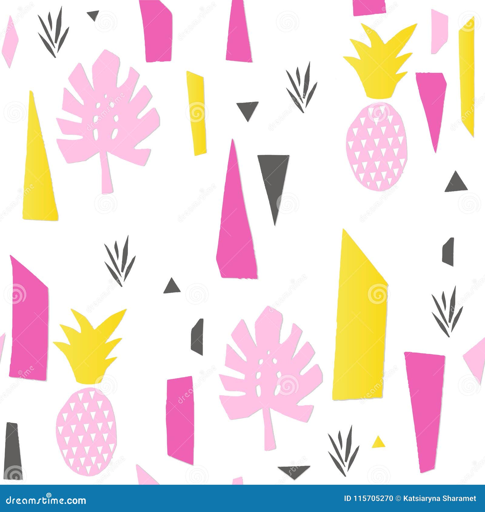Paper Collage Seamless Pattern. Trendy Graphic Design Stock Vector ...
