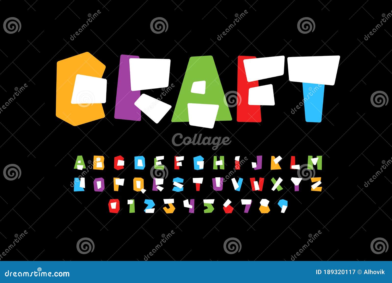 Paper collage style font stock vector. Illustration of font - 189320117