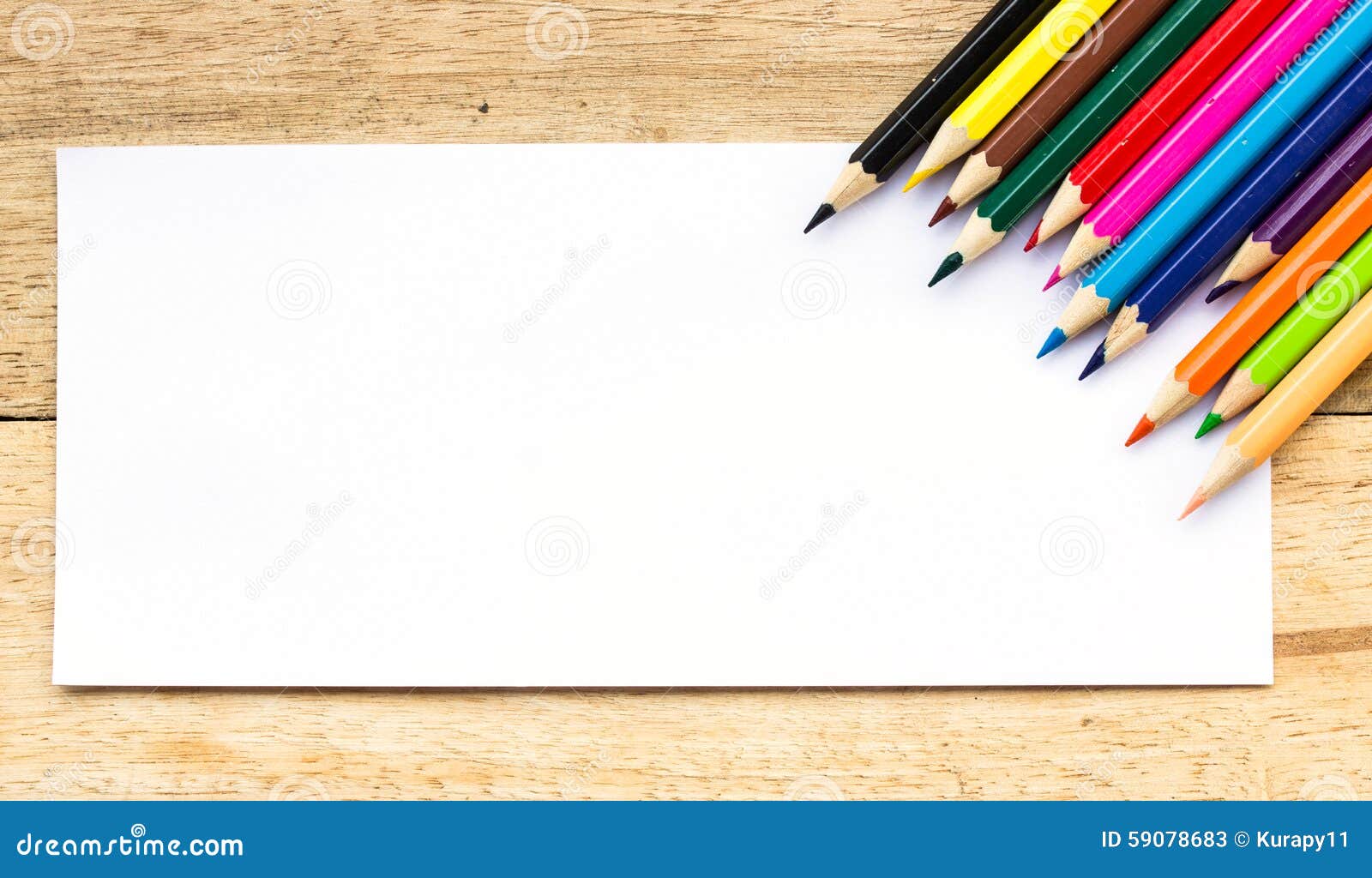 Paper and Color Pencils on Table Stock Image - Image of background ...