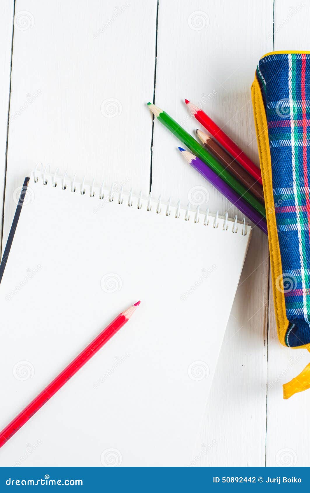 Paper and Colorful Pencils on the Table. View from Above Stock Photo ...
