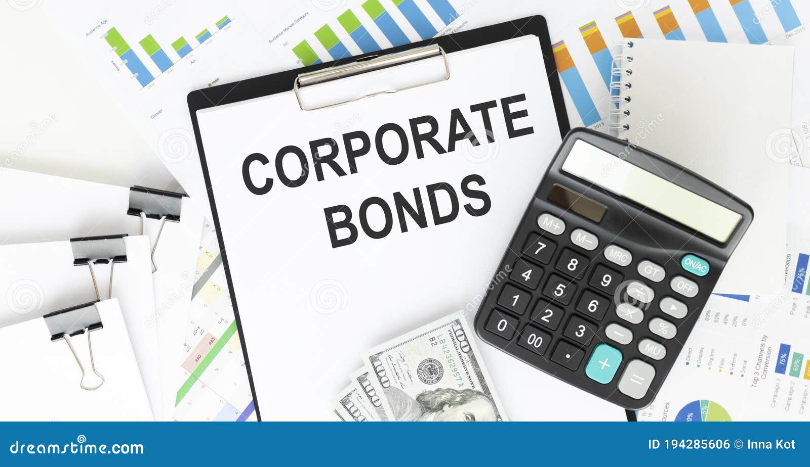 Paper with Corporate Bonds on a Table Stock Photo - Image of market ...