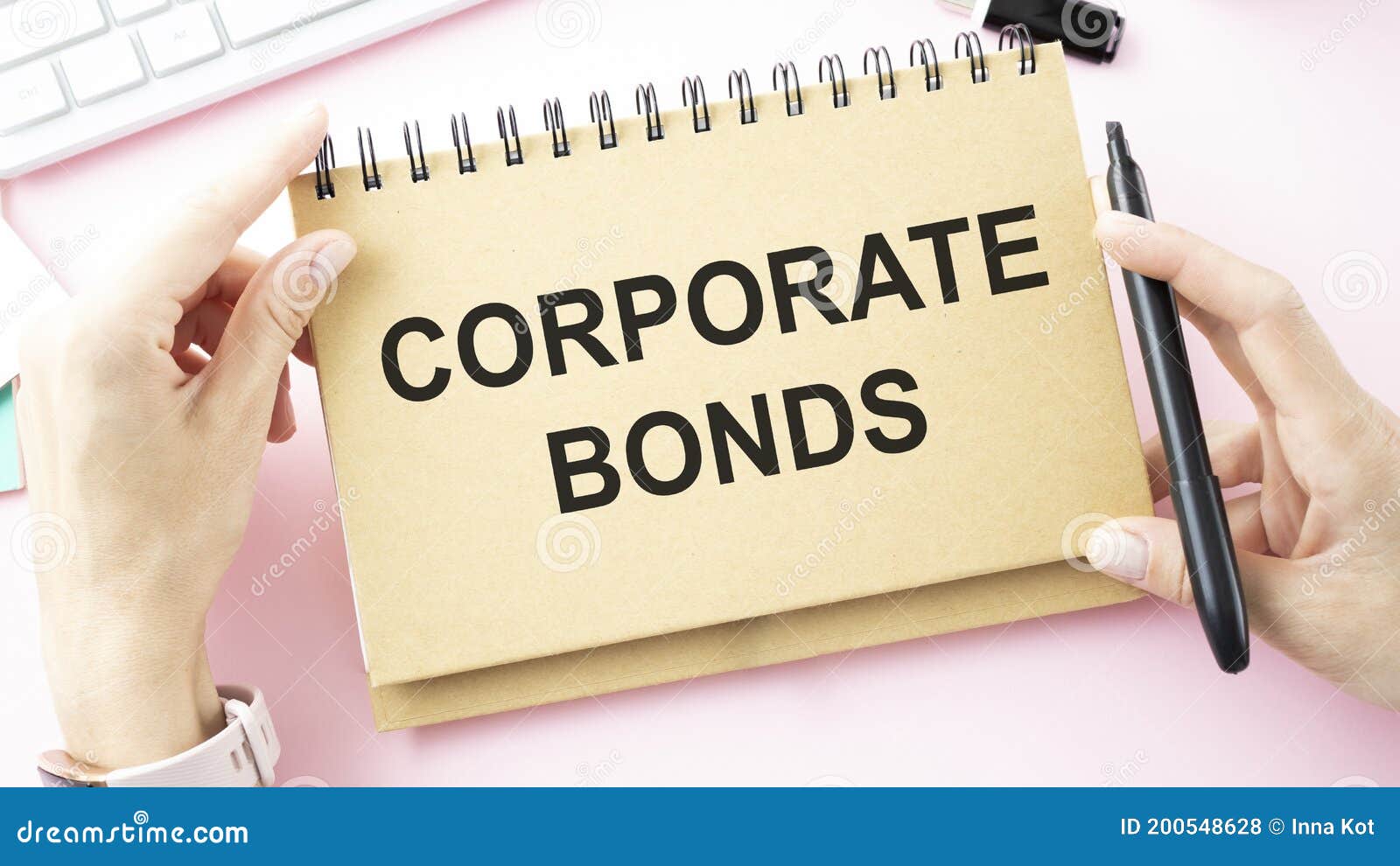 Paper with Corporate Bonds stock photo. Image of text - 200548628