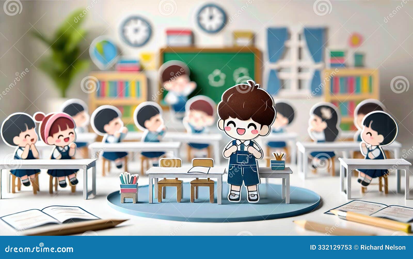 Paper Craft Classroom stock illustration. Illustration of community ...