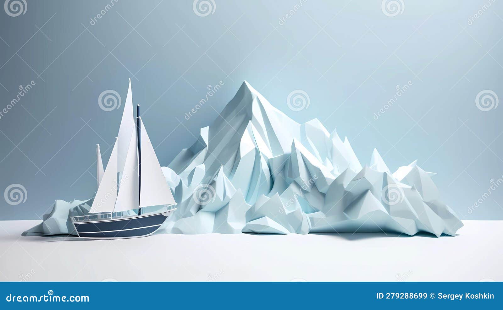 Paper Craft Illustration of Iceberg in Ocean. Stock Illustration ...