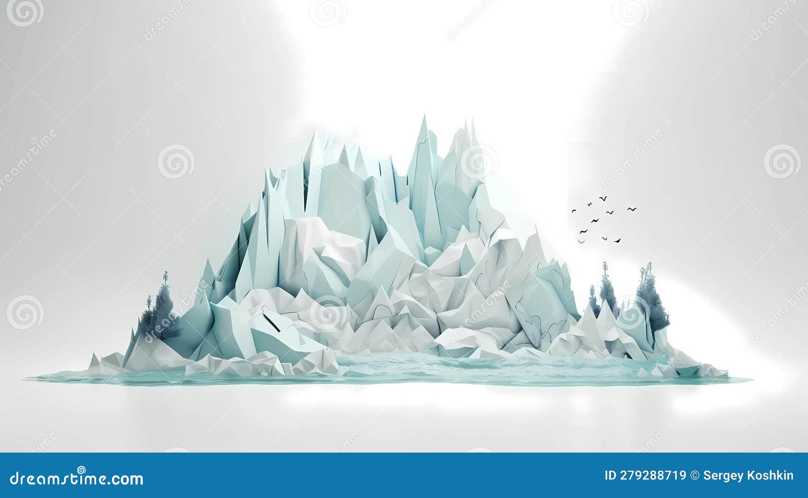 Paper Craft Illustration of Iceberg in Ocean. Stock Illustration ...