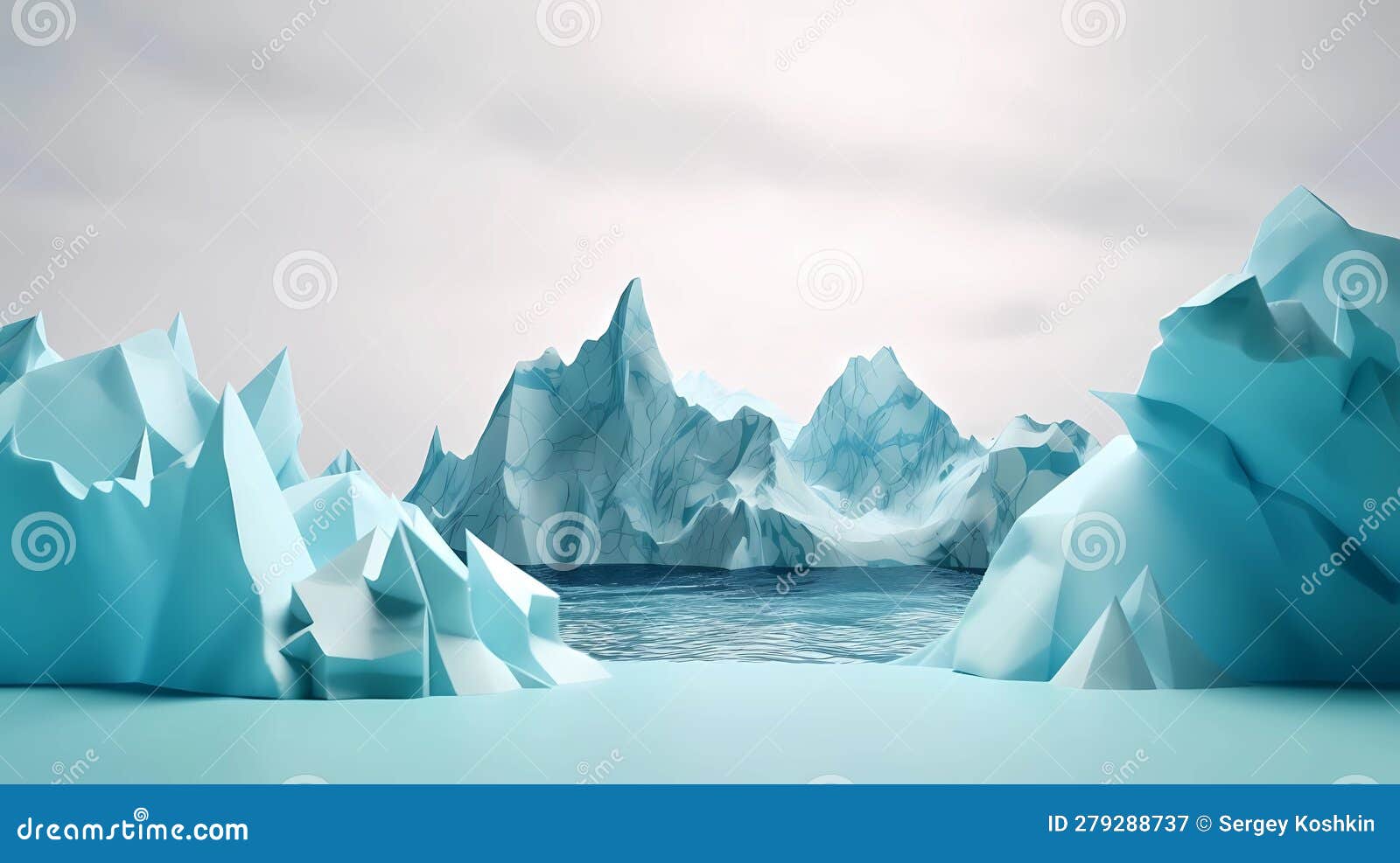 Paper Craft Illustration of Iceberg in Ocean. Stock Illustration ...
