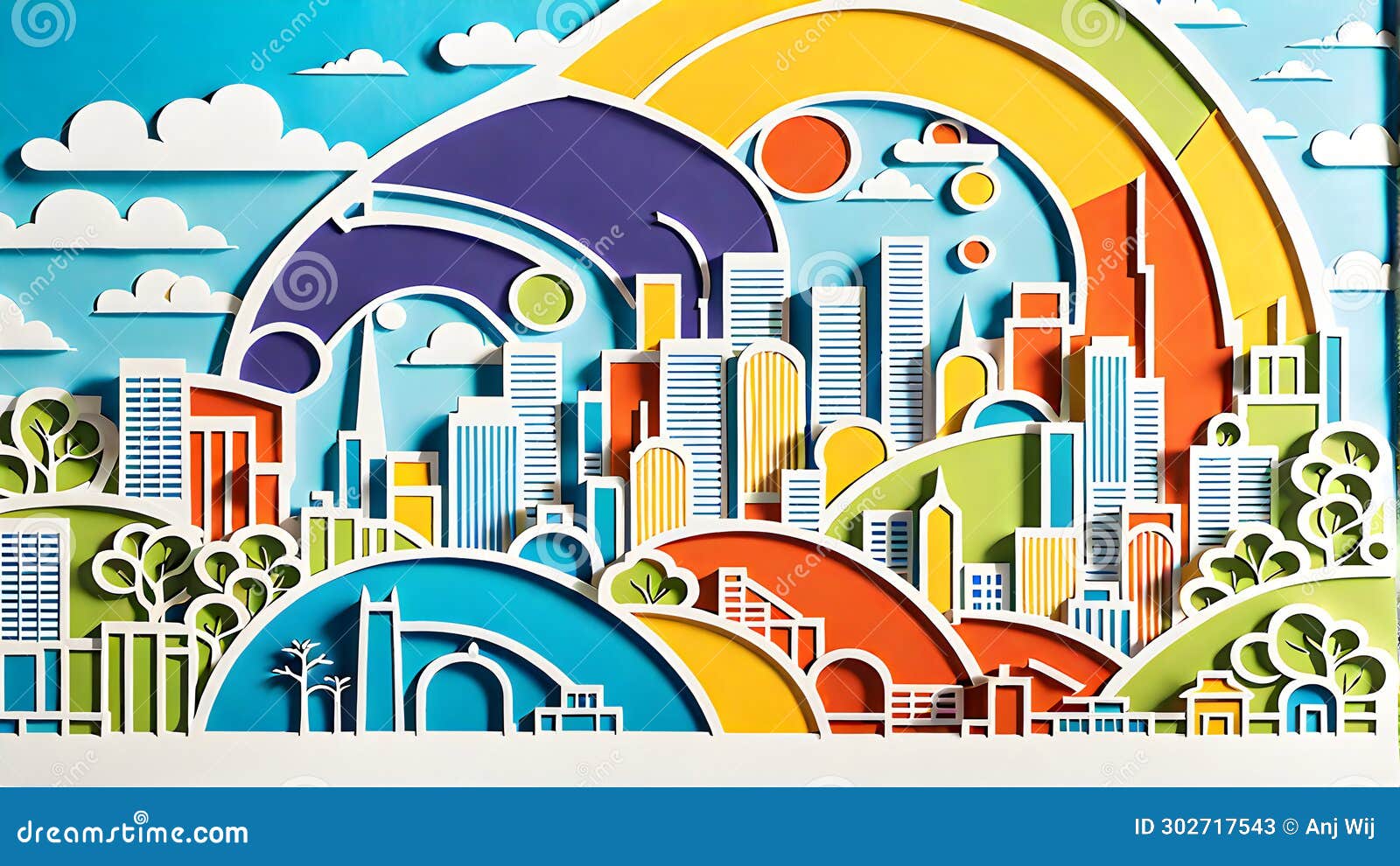 Paper Craft Wave Abstract Colorful Background Wallpaper Stock ...