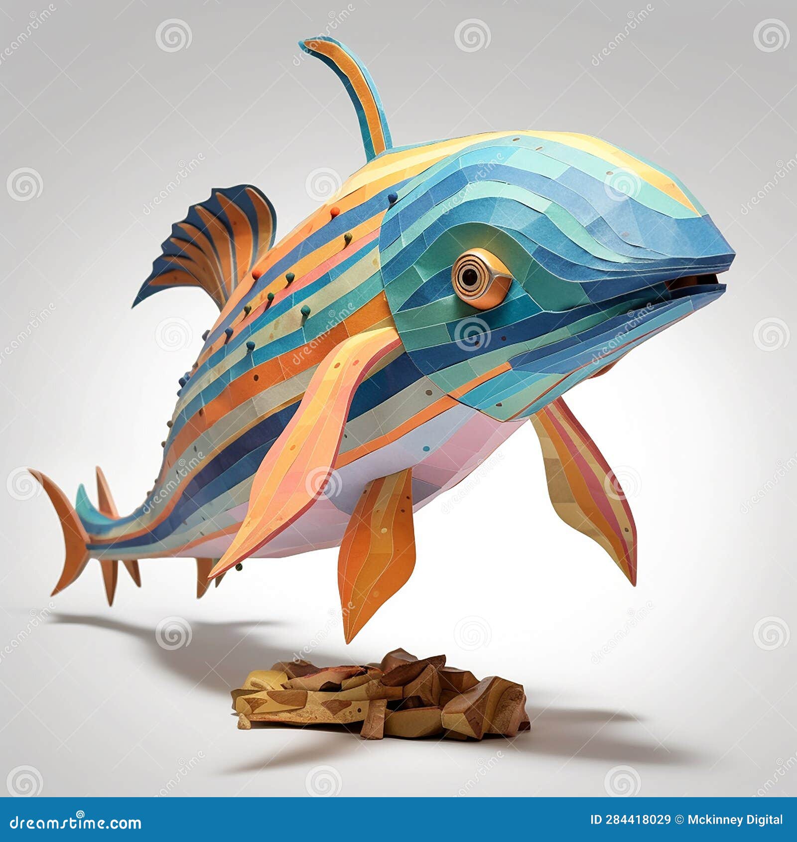 Paper Crafted Fish Design in Various Colors. Stock Image - Image of ...