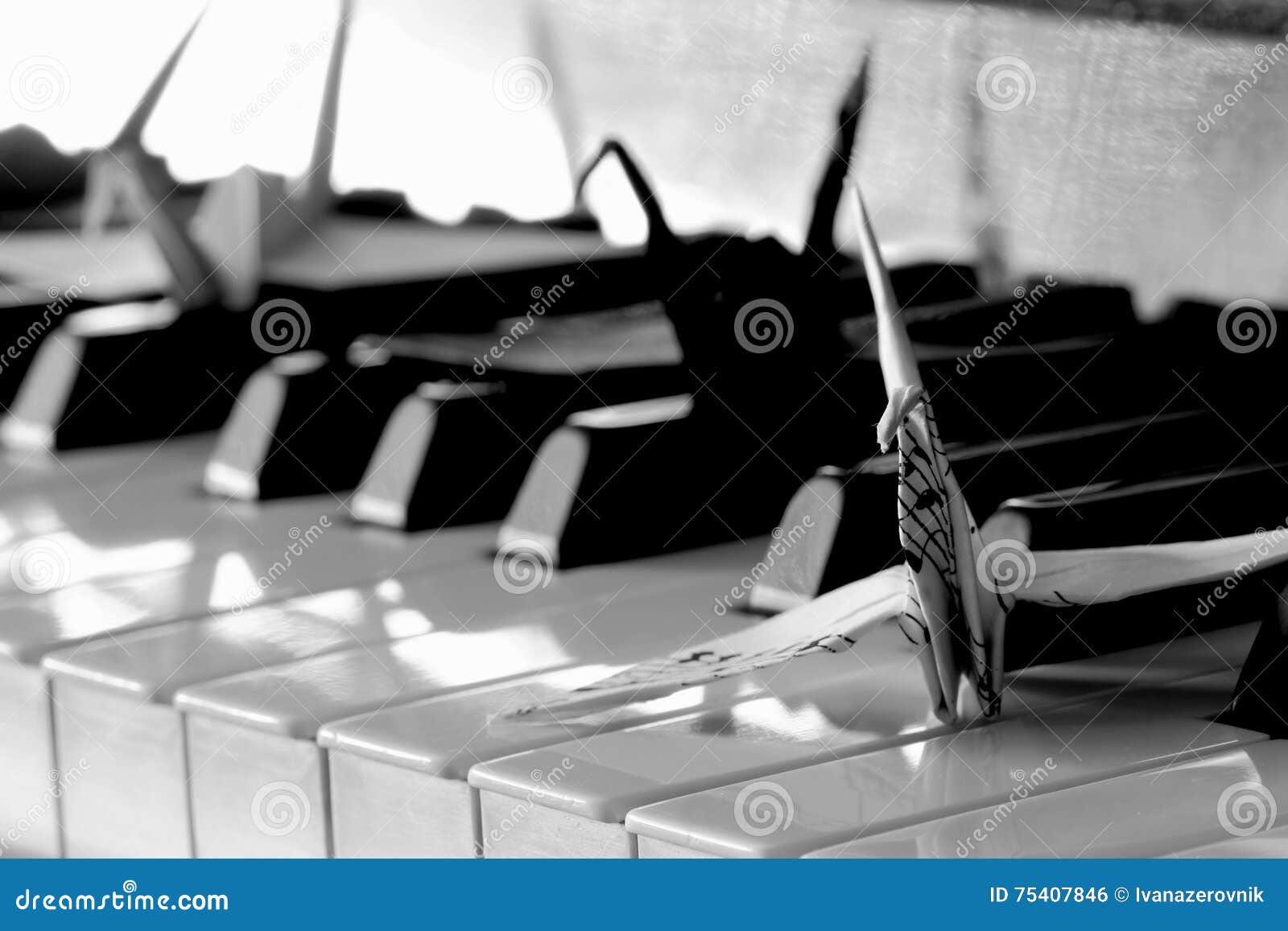 Paper Cranes on the Piano Keyboard Stock Photo - Image of origami ...