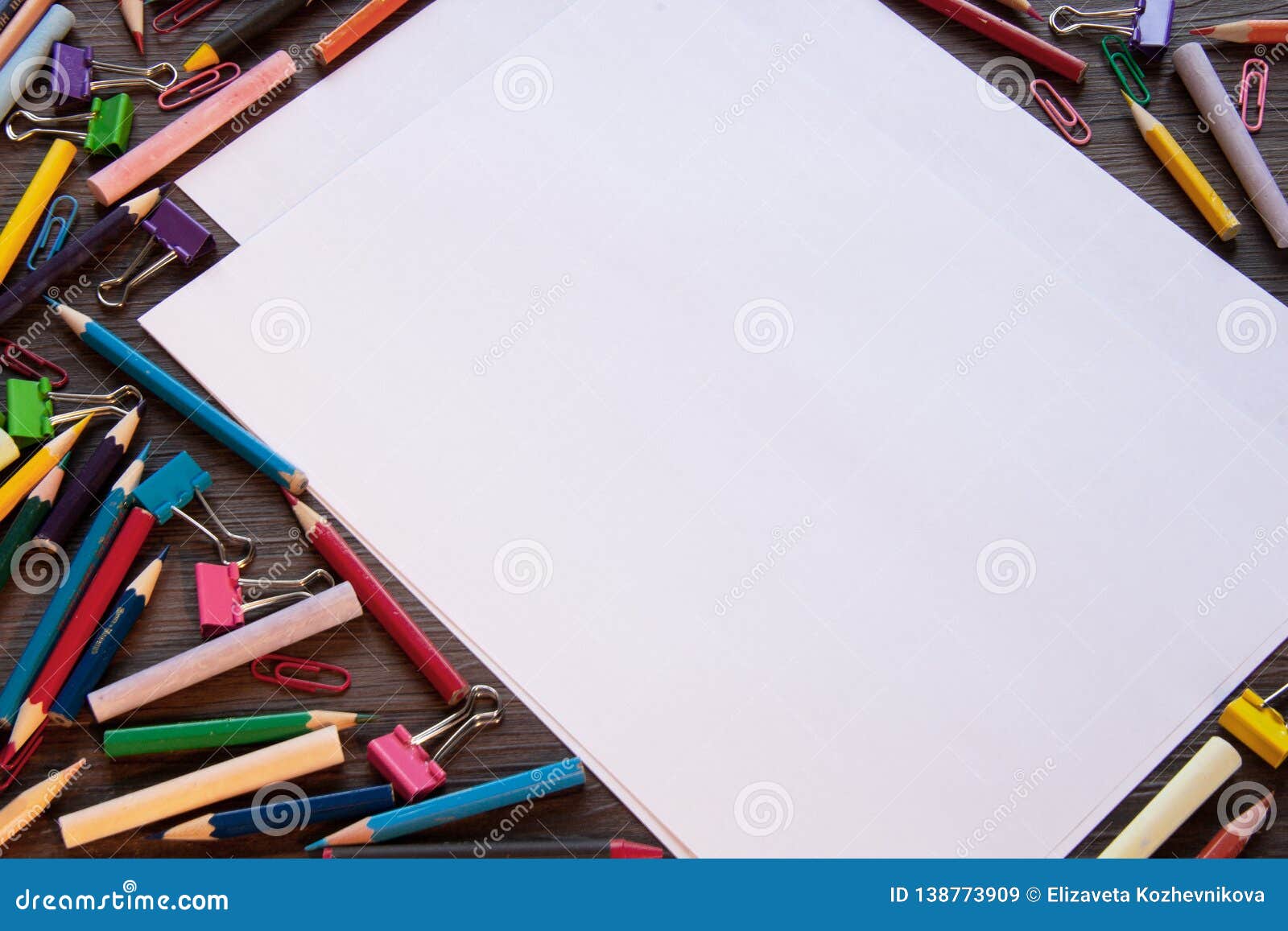 Paper and crayons stock image. Image of green, notebook - 138773909