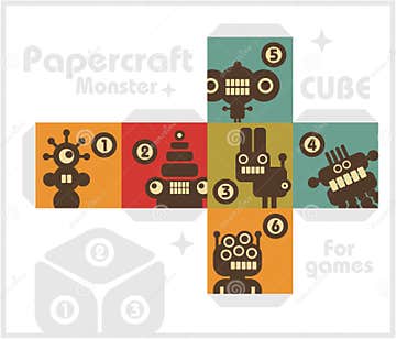 Paper Cube with Monsters for Table Games. Stock Vector - Illustration ...