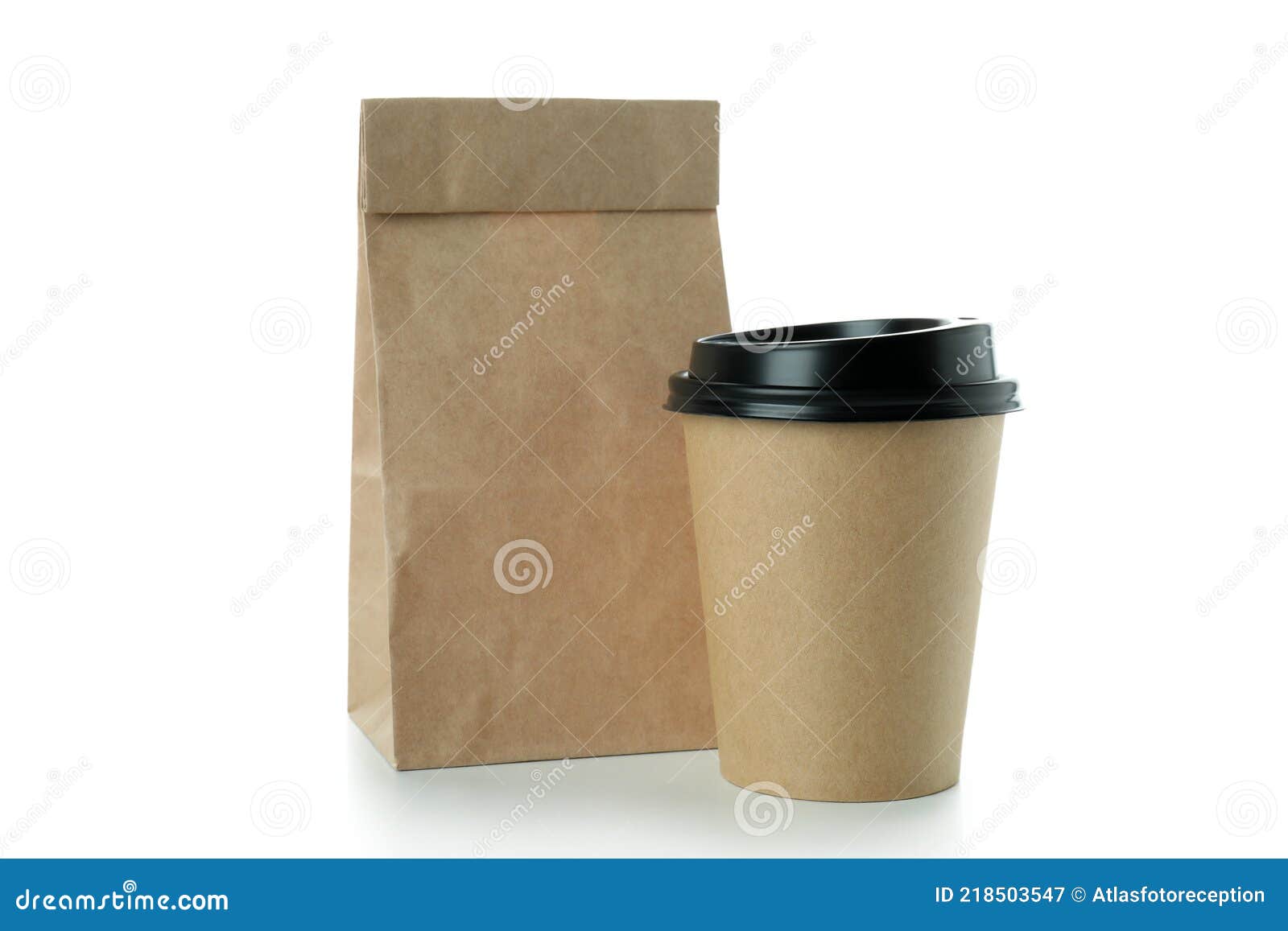 Paper Cup and Paper Bag Isolated on White Background Stock Image ...