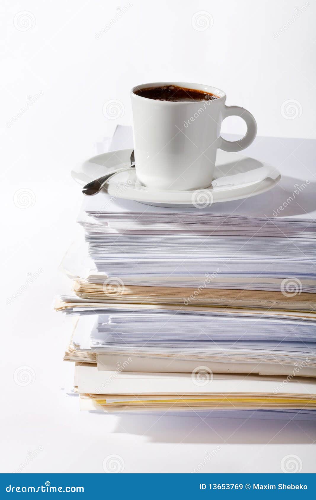 Paper and cup of coffee stock image. Image of data, isolated - 13653769