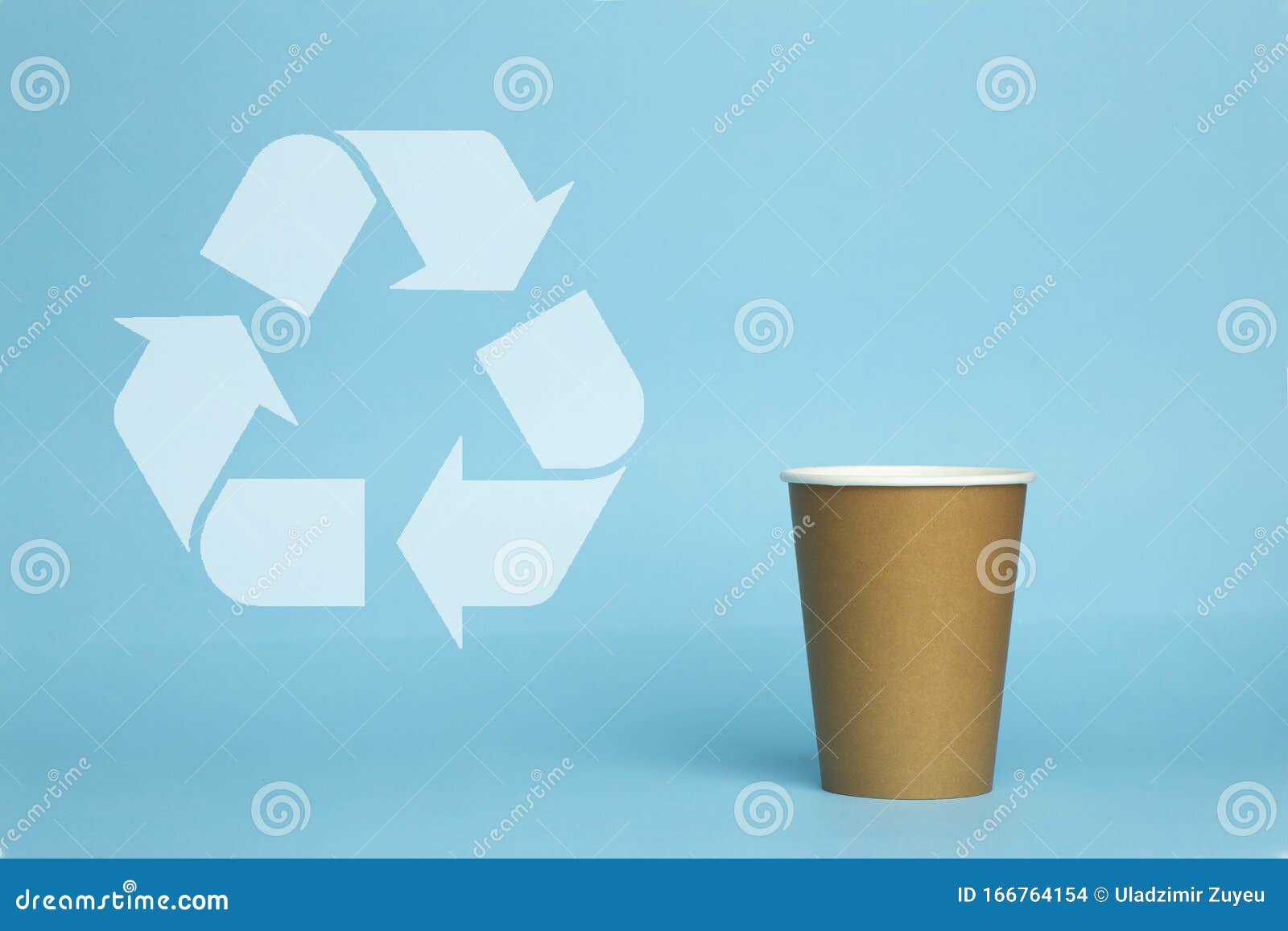 Paper Cup for a Drink on a Blue Background. Recycling of Paper and ...