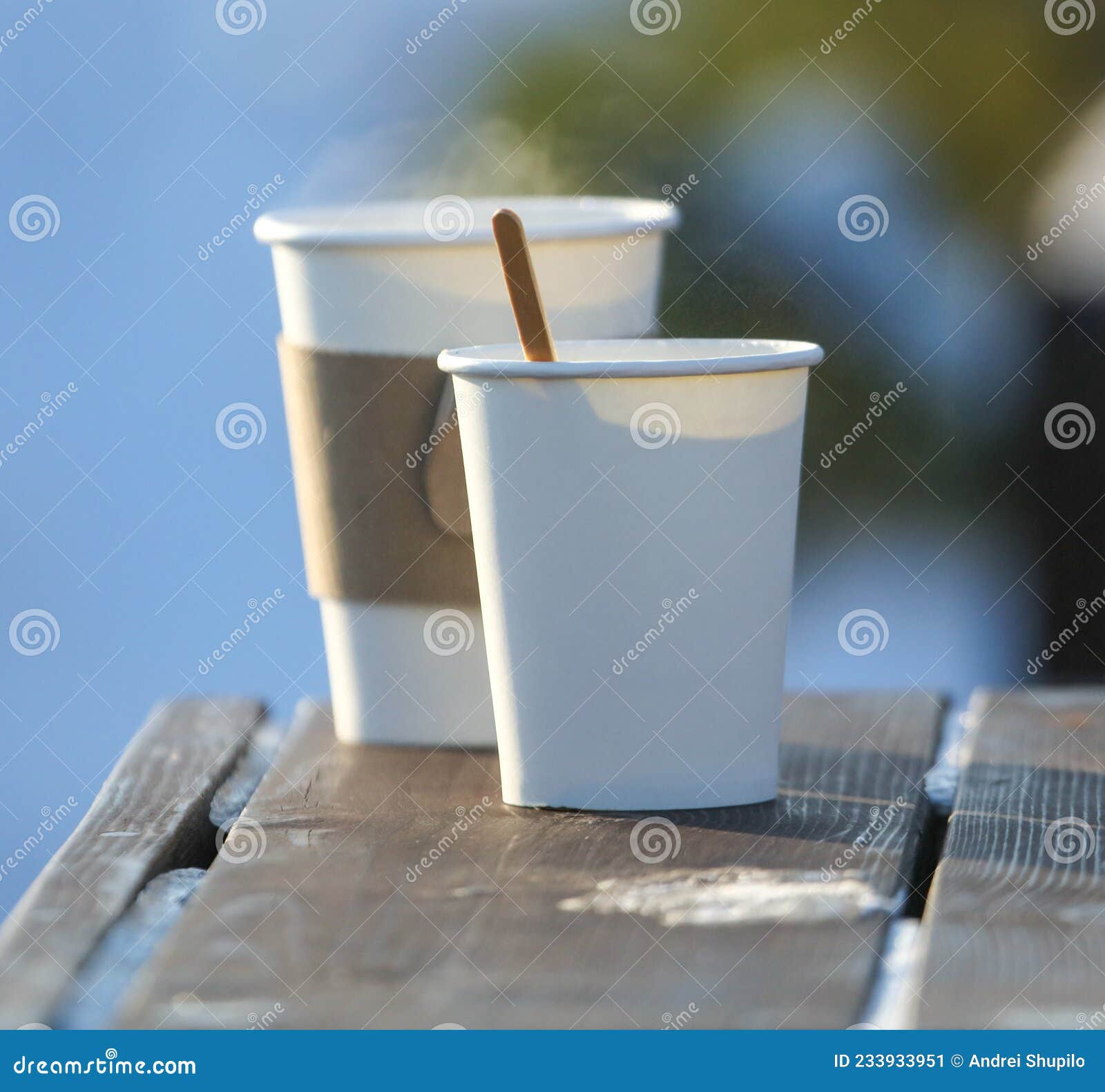 Paper Cup with Hot Tea on the Table. Stock Image - Image of food ...