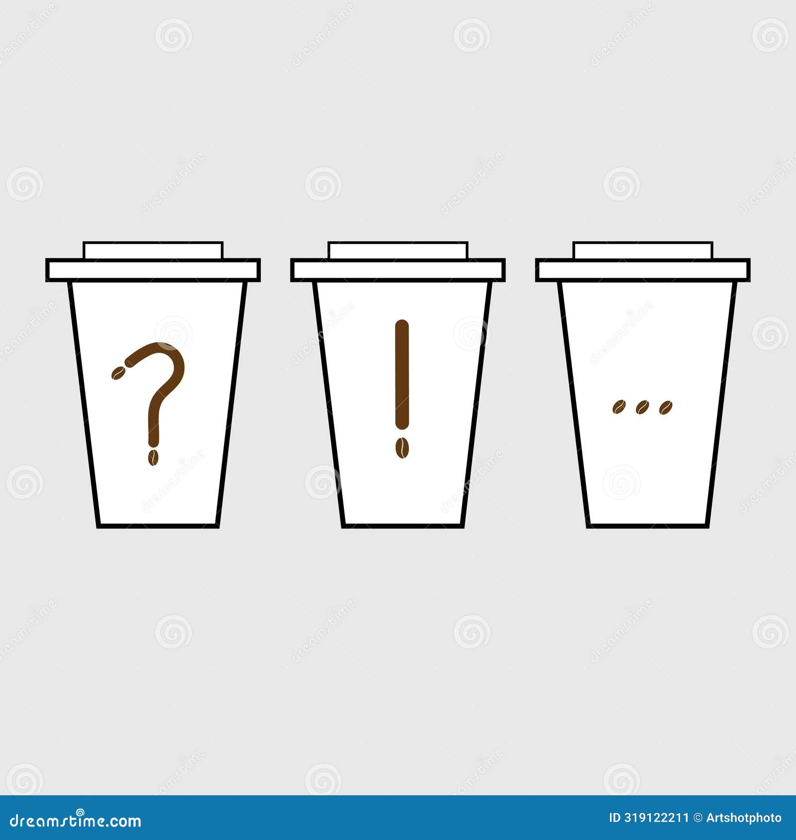 Three Paper Cups With Punctuation Marks: Question Mark, Exclamation ...