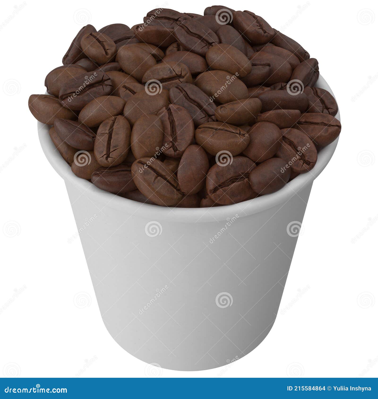 Paper Cup with Roasted Coffee Beans. Stock Photo - Image of render ...