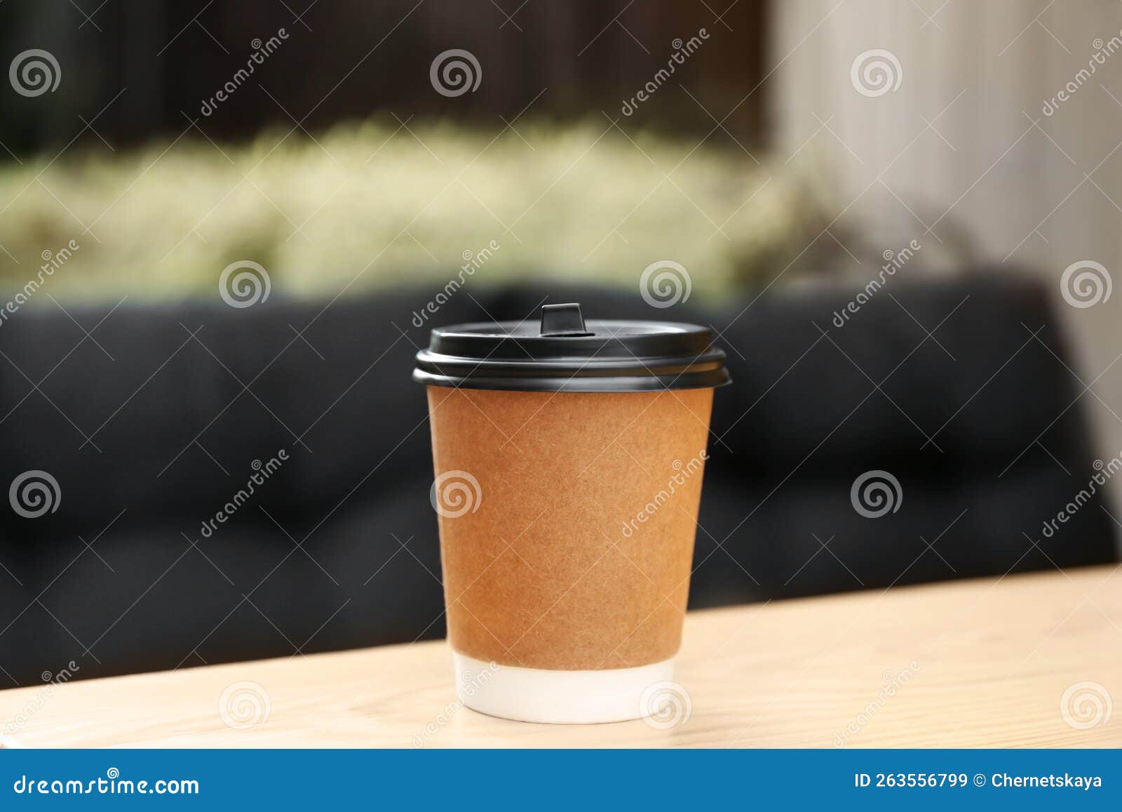 Paper Cup on Table in Outdoor Cafe. Coffee To Go Stock Image - Image of ...