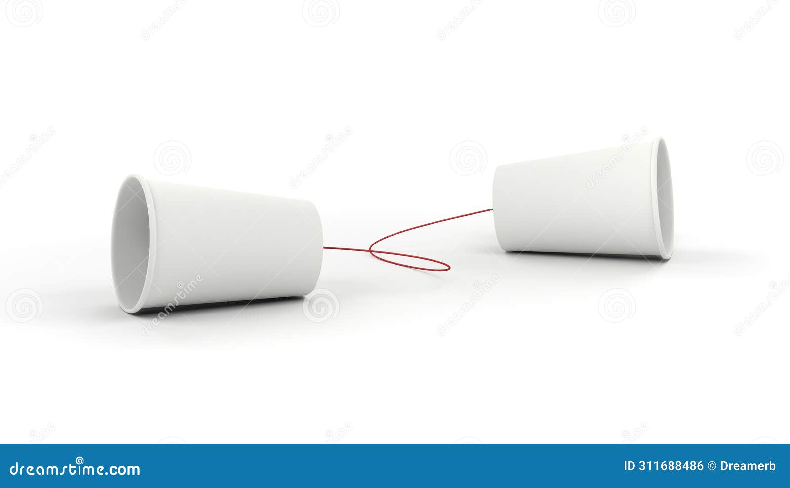 Paper Cups and Non-stretchable String Isolated on White Background ...