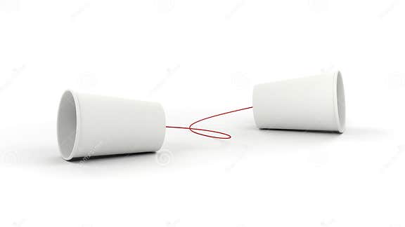 Paper Cups and Non-stretchable String Isolated on White Background ...