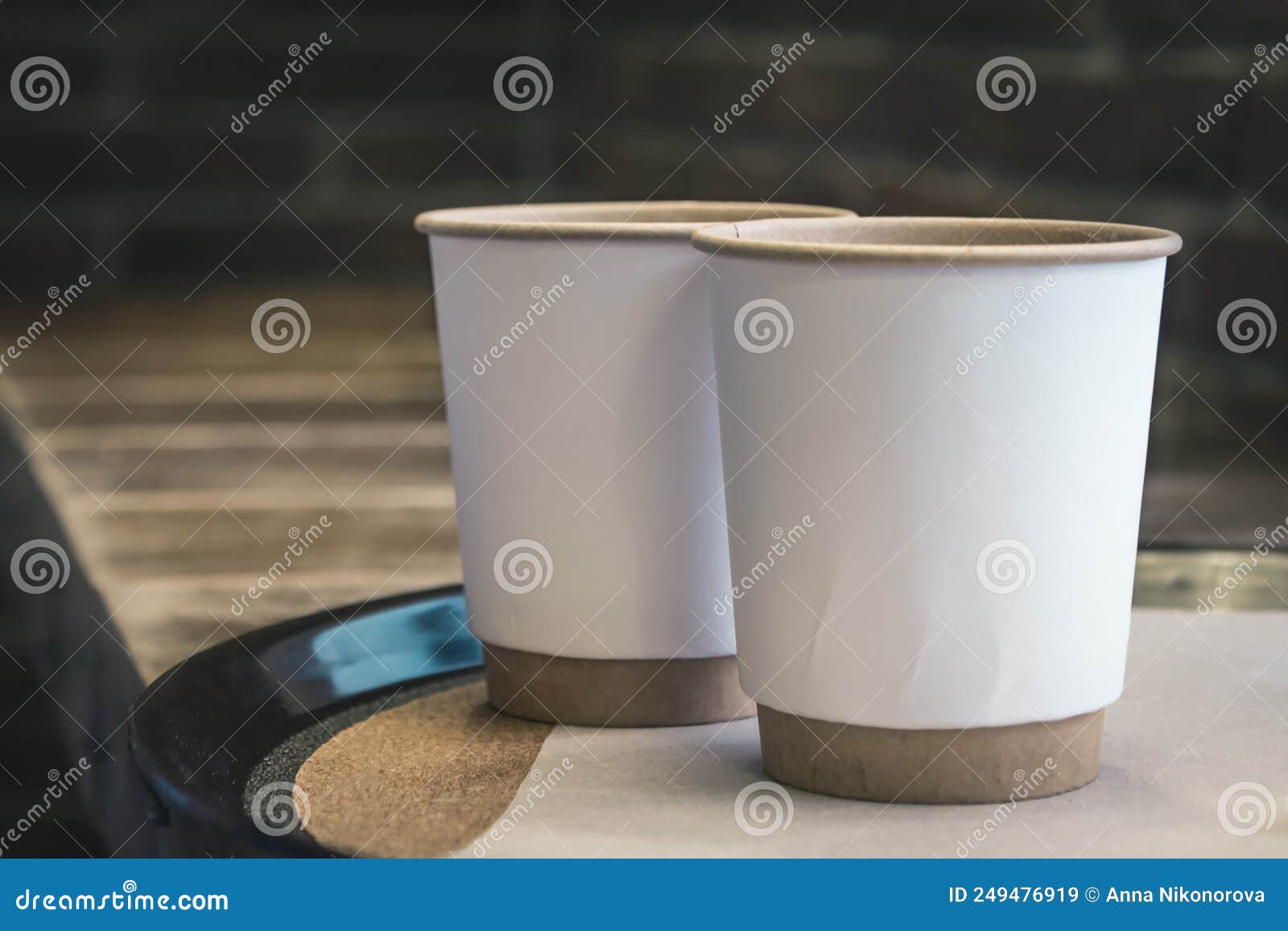 Paper Cups on the Table in the Cafe. Stock Image - Image of latte ...