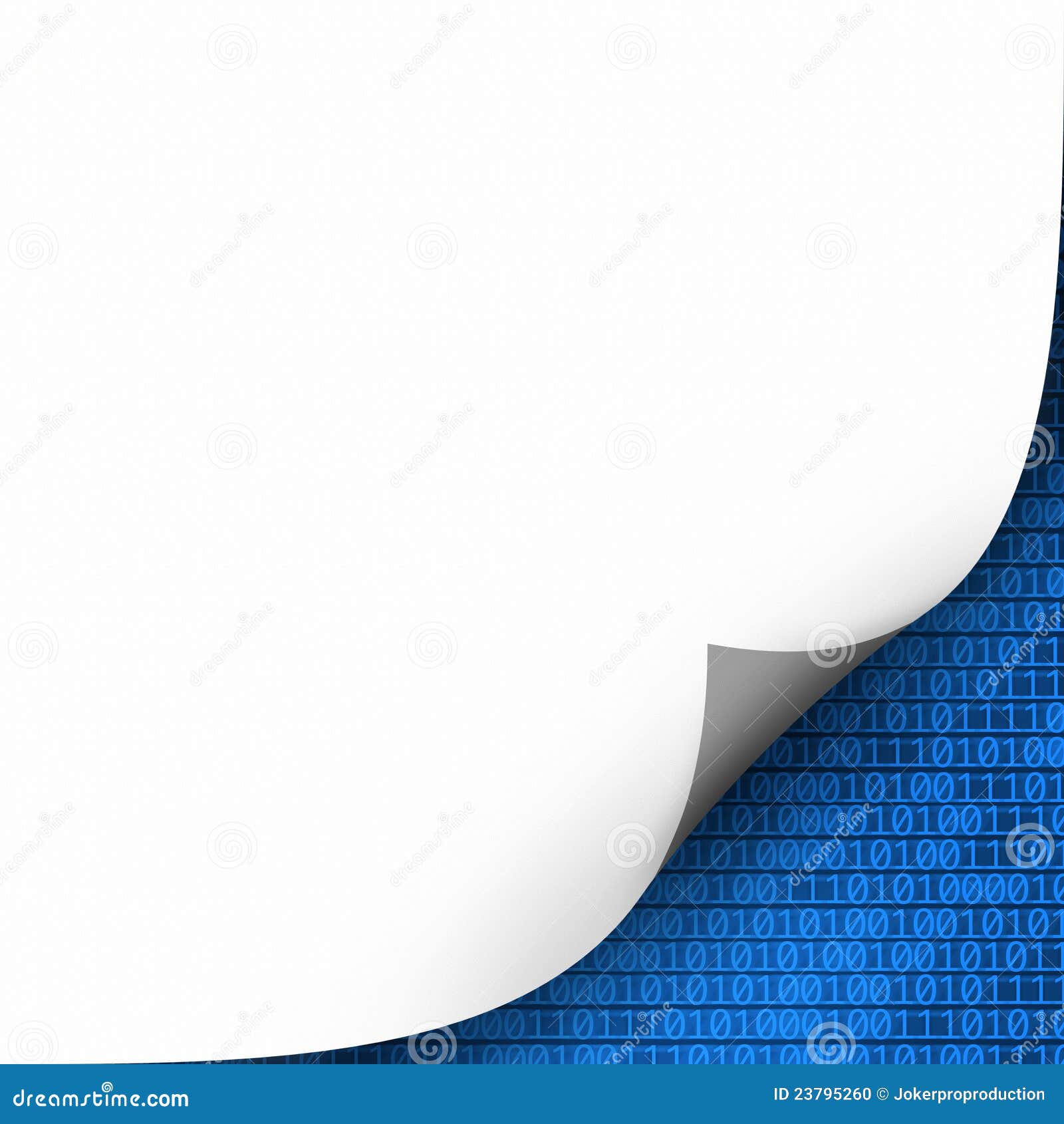 Paper curl and binary code stock photo. Image of border - 23795260