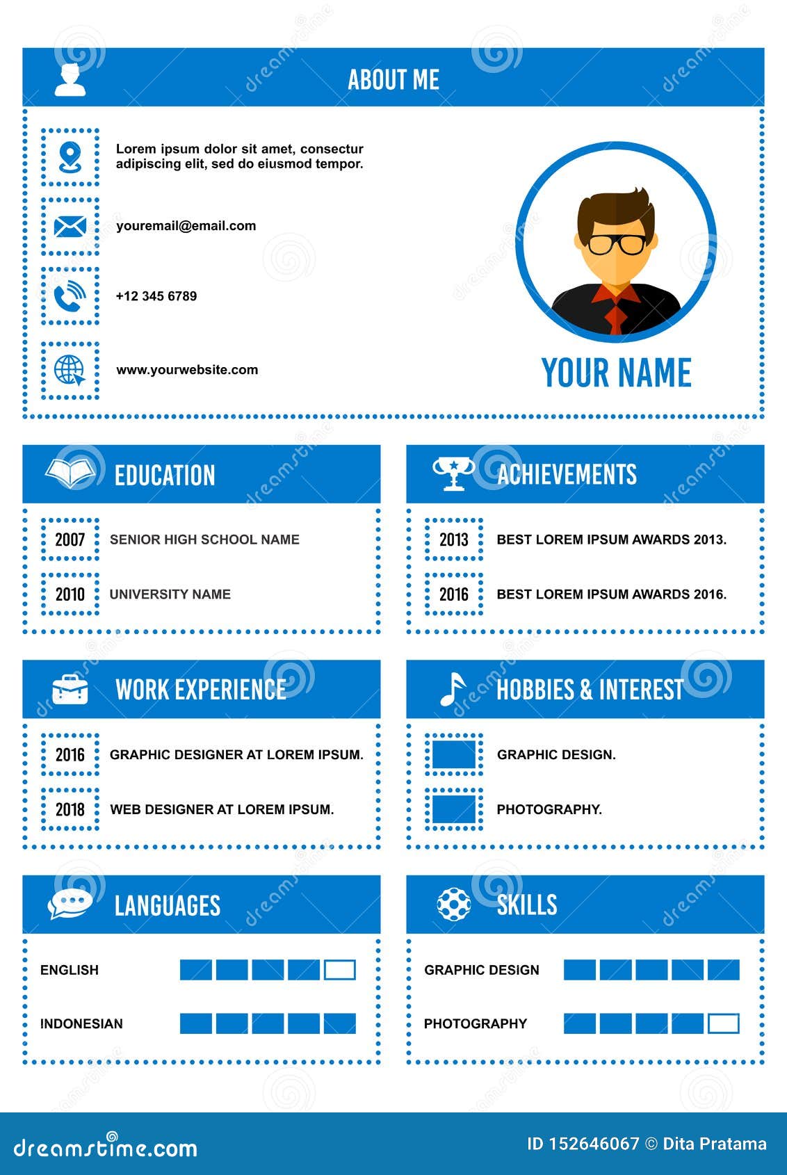 A4 Curriculum Vitae / Resume Design Template Vector. Stock Illustration ...