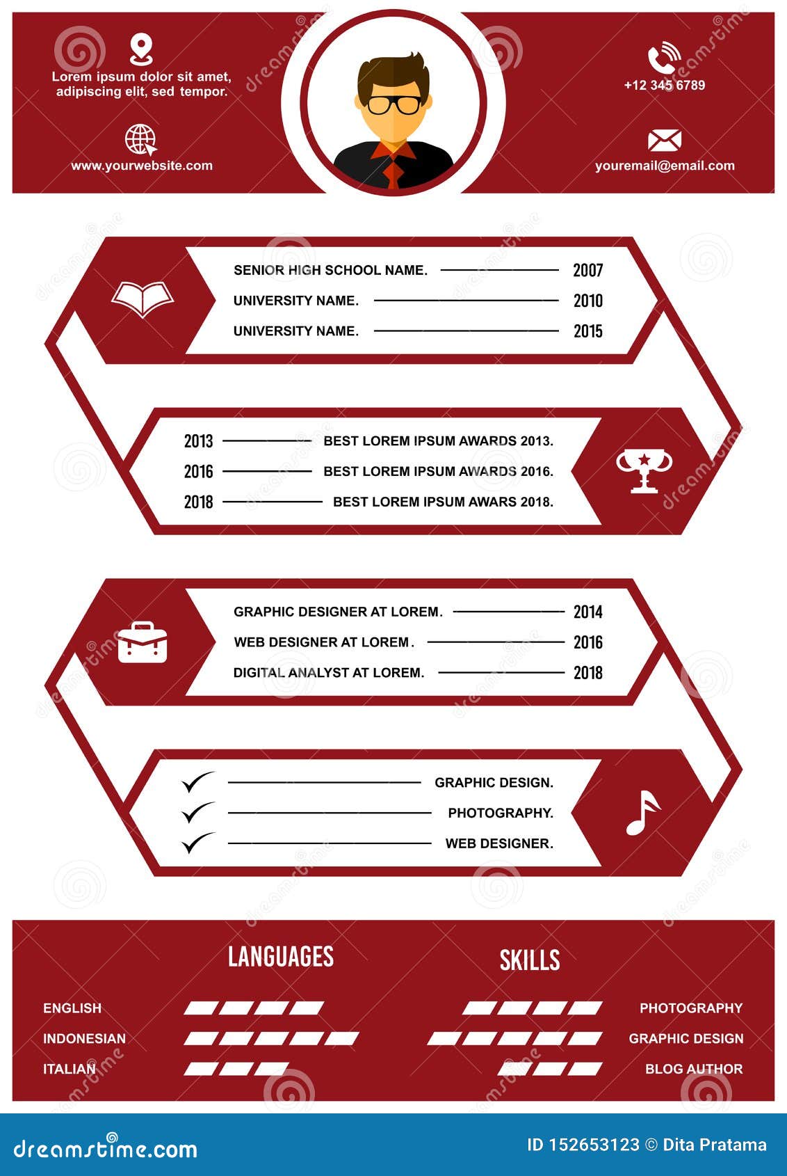 A4 Curriculum Vitae / Resume Design Template Vector. Stock Illustration ...