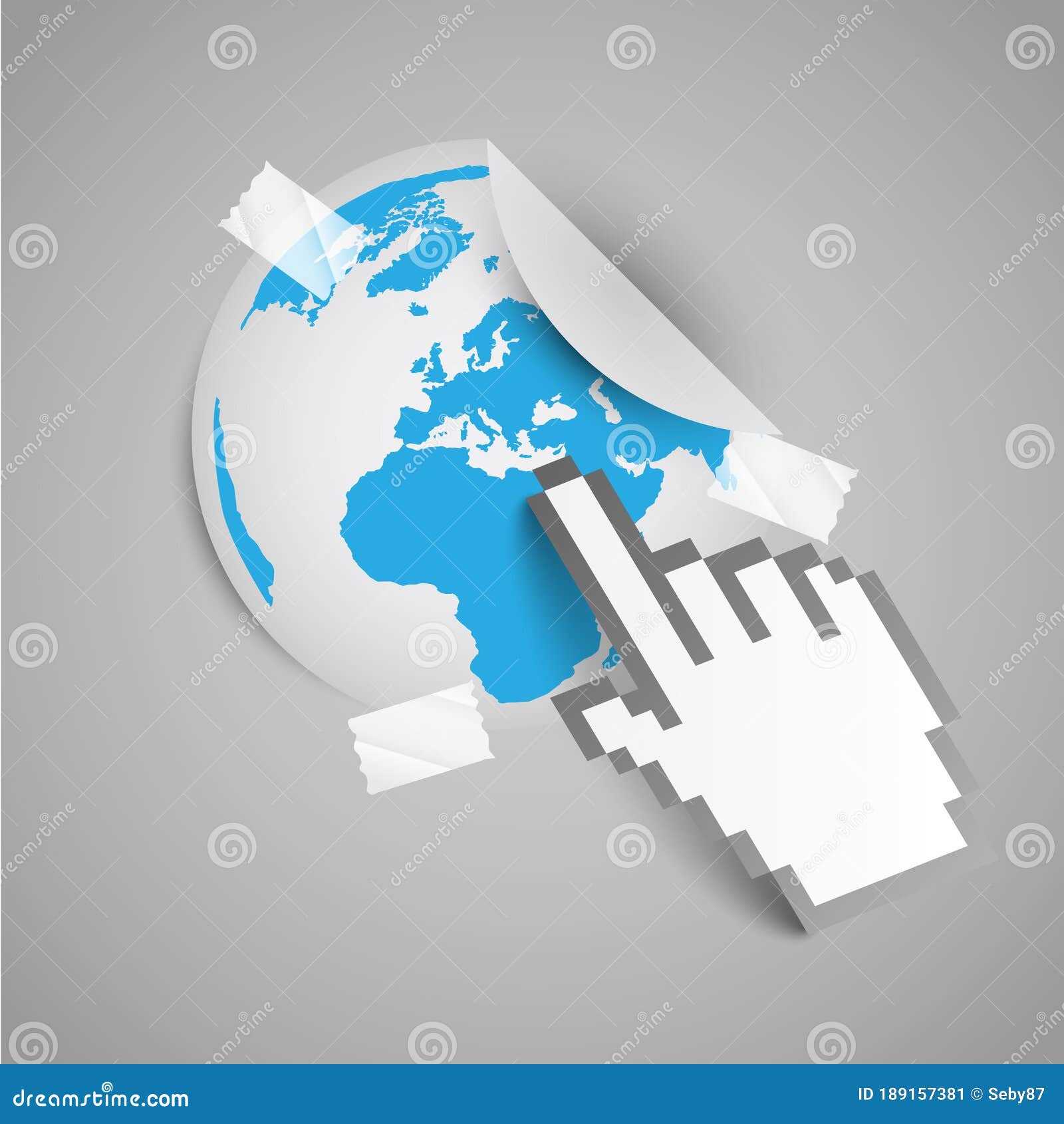 Paper Cursor Shows the Map of the World Stock Vector - Illustration of ...