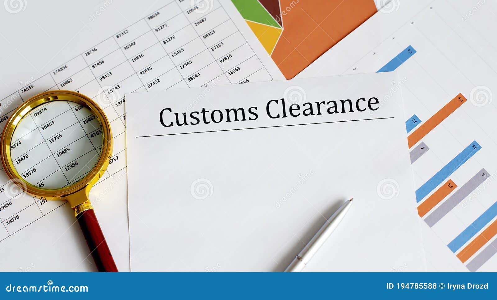 Paper with Customs Clearance on a Chart Stock Photo - Image of note ...