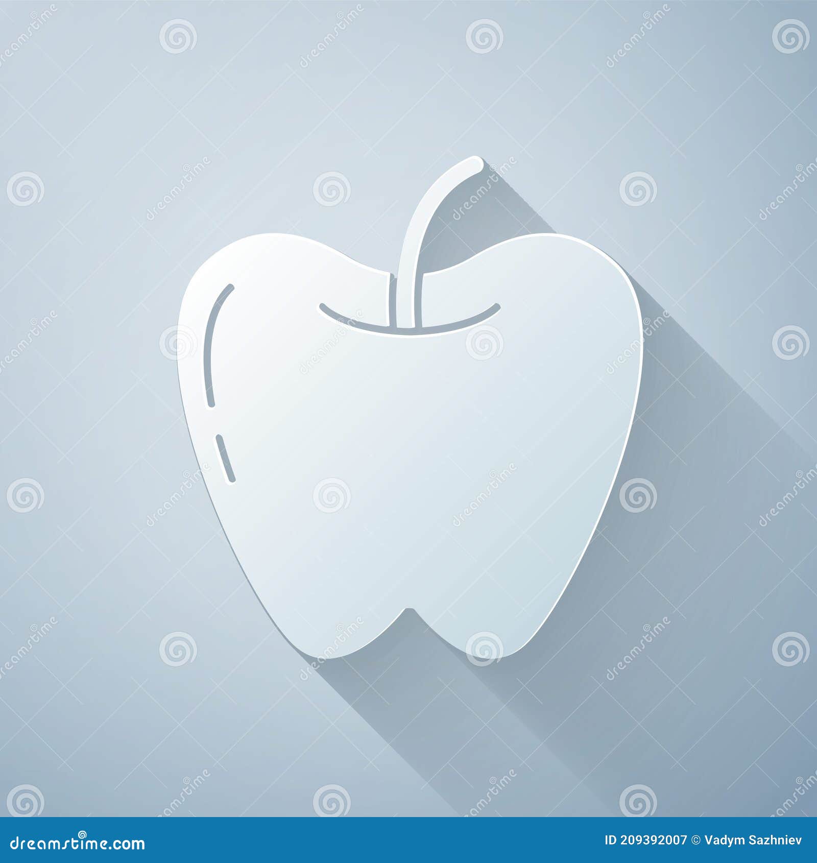 Paper Cut Apple Icon Isolated on Grey Background. Fruit with Leaf ...