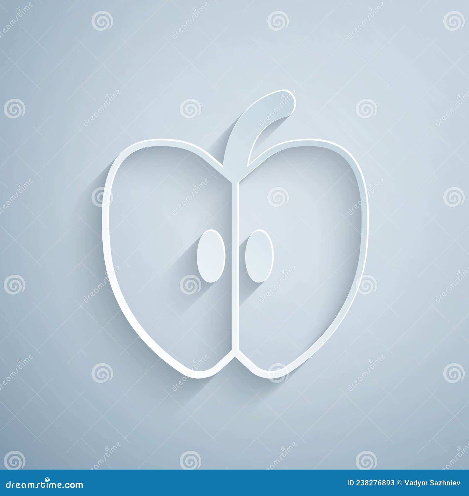 Paper Cut Apple Icon Isolated on Grey Background. Fruit with Leaf ...