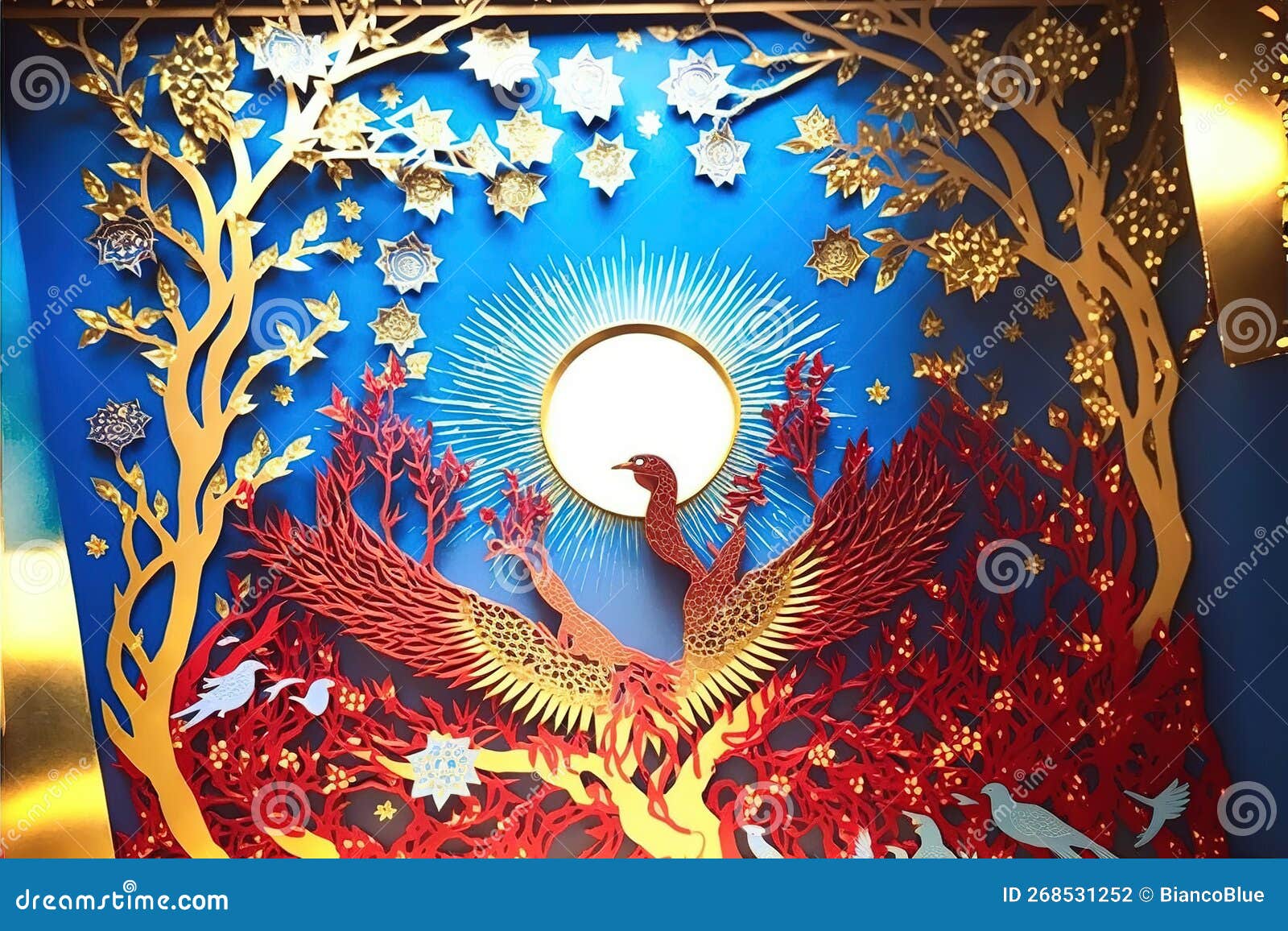 Paper Cut Art Style Image of Pheonix Rising Stock Photo - Image of ...