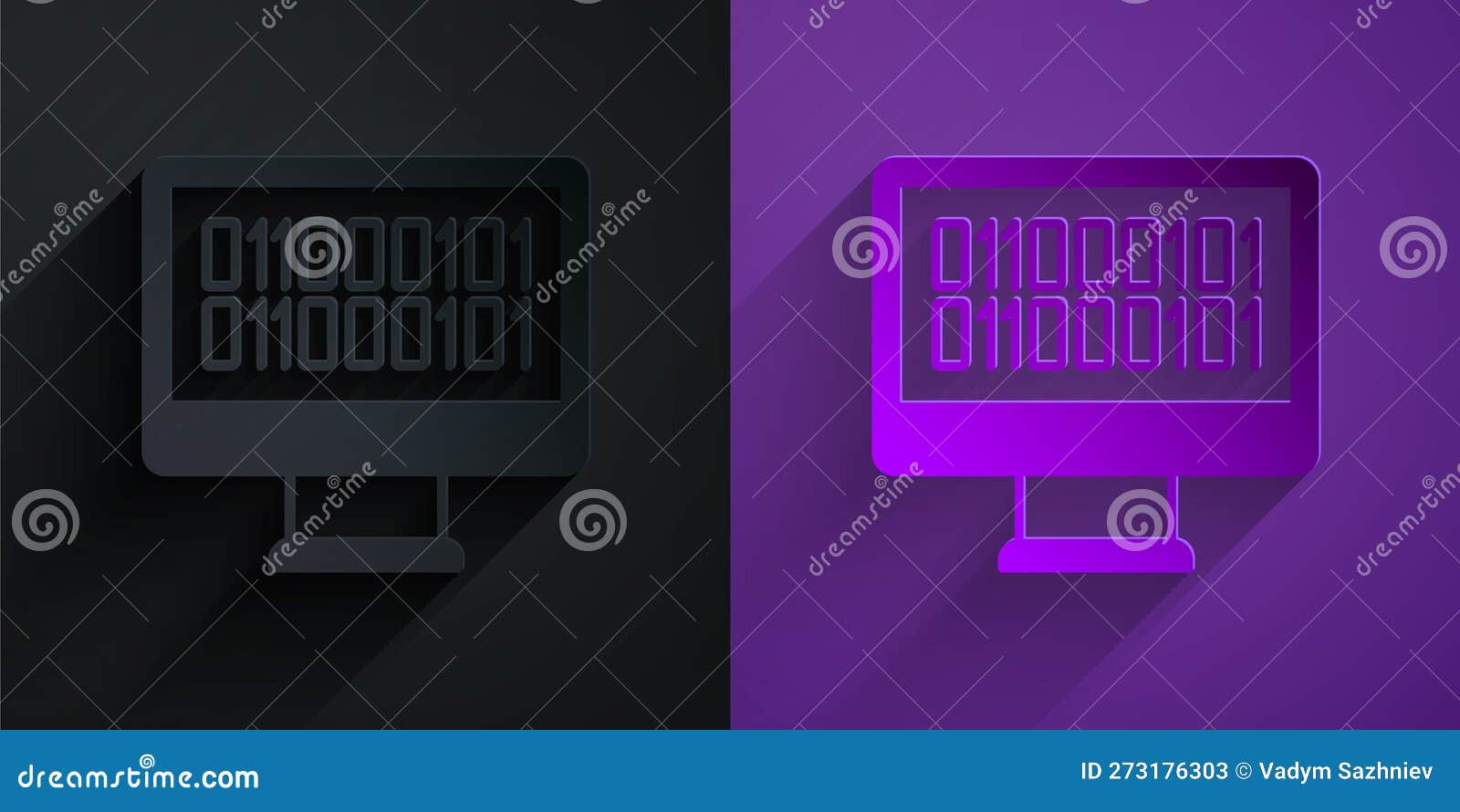 Paper Cut Binary Code Icon Isolated on Black on Purple Background ...