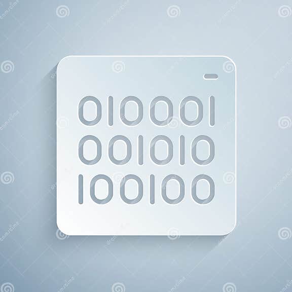Paper Cut Binary Code Icon Isolated on Grey Background. Paper Art Style ...