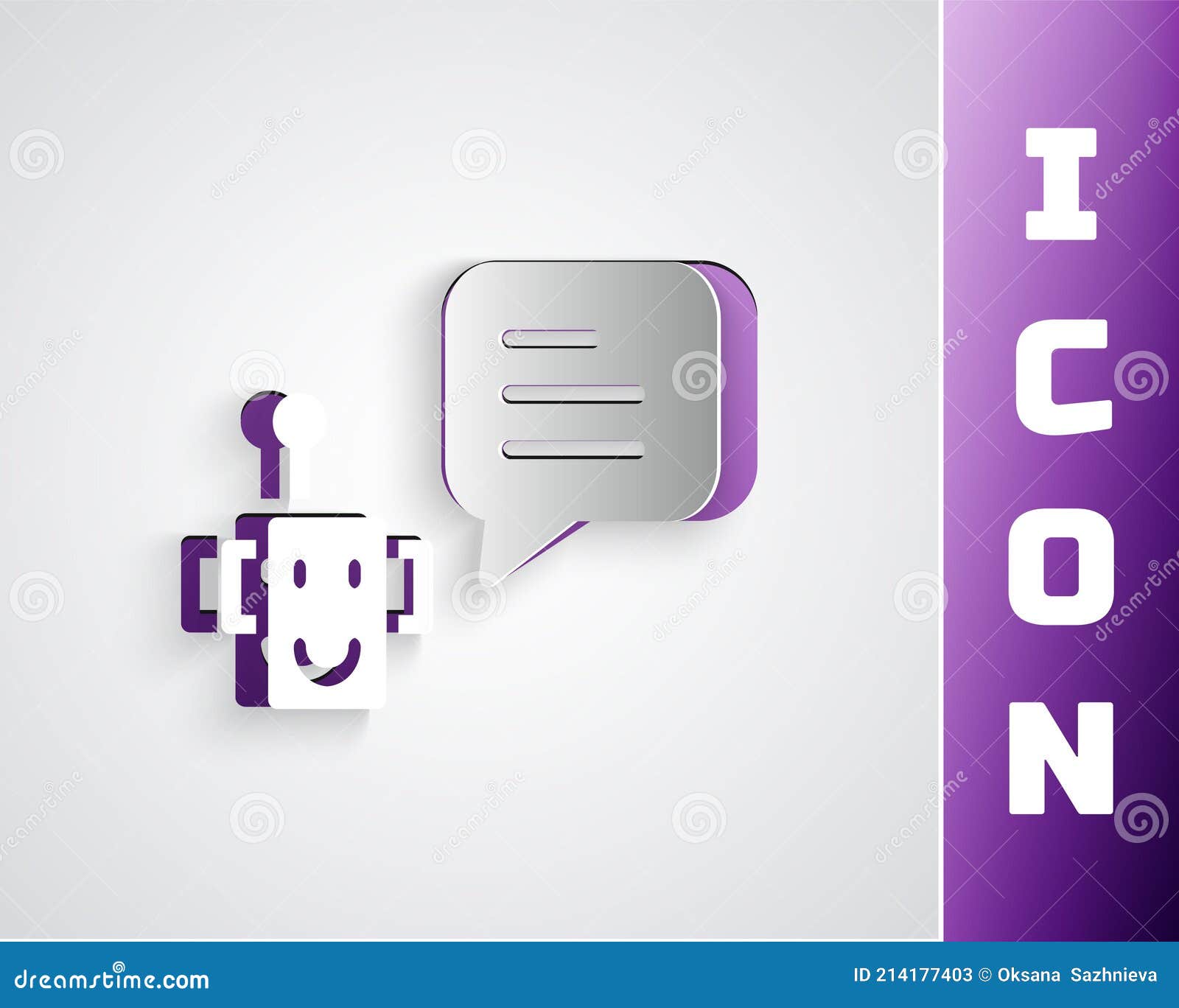 Paper Cut Bot Icon Isolated on Grey Background. Robot Icon. Paper Art ...