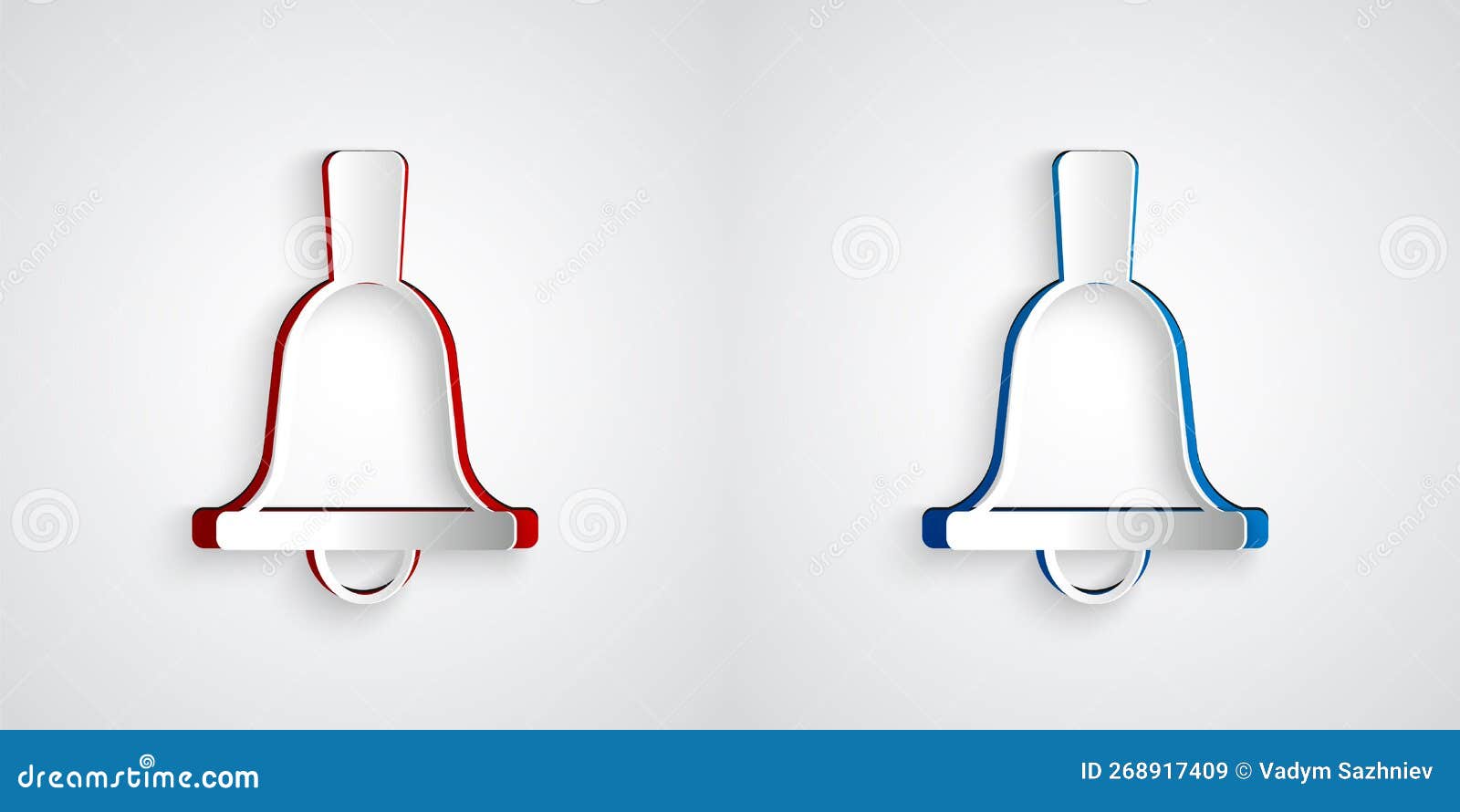 Paper Cut Boxing Bell Icon Isolated on Grey Background. Paper Art Style ...